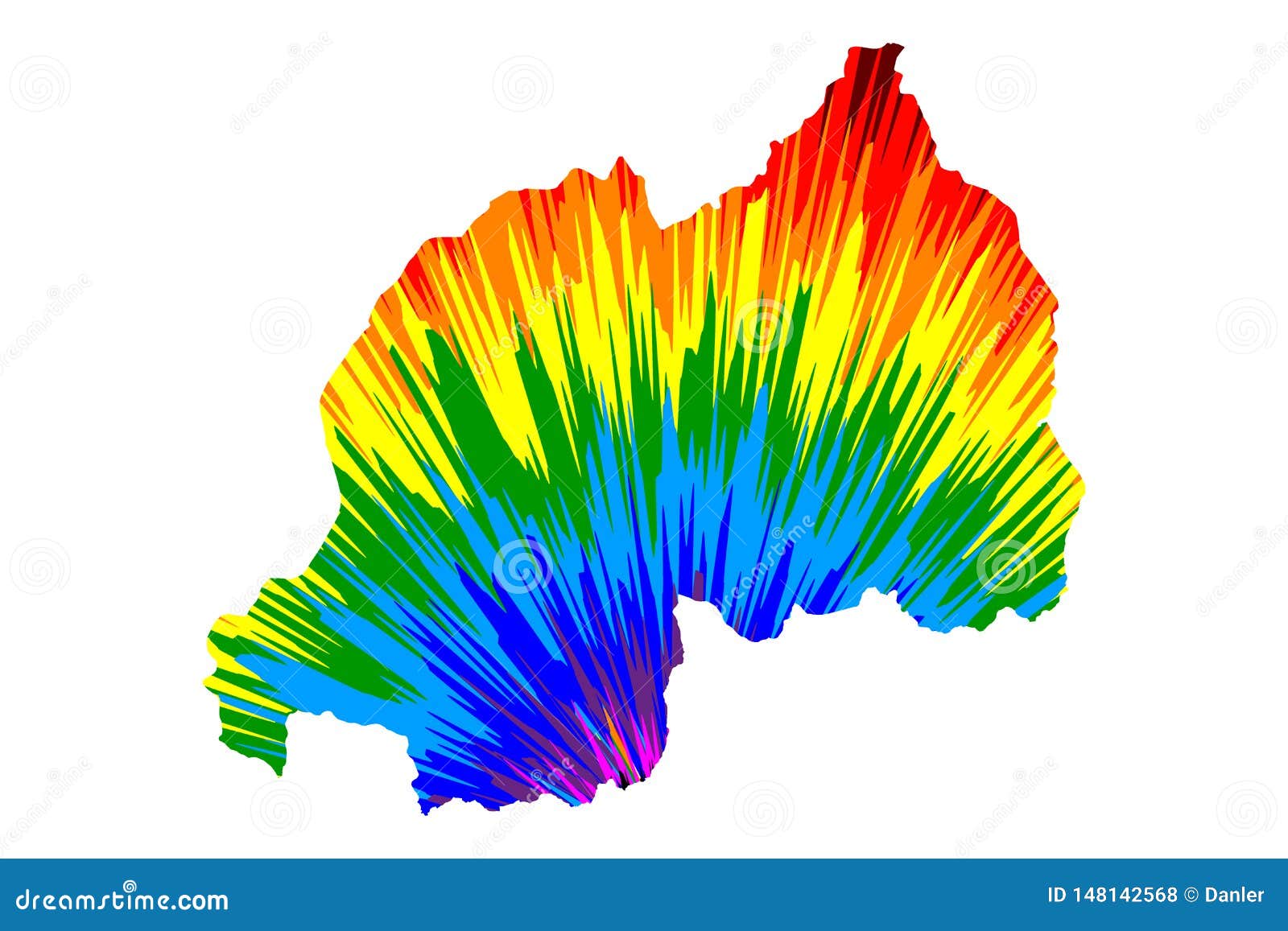 Rwanda - Map is Designed Rainbow Abstract Colorful Pattern, Republic of ...