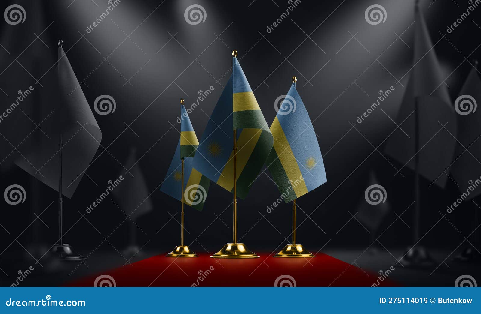 The Rwanda National Flag on the Red Carpet Stock Illustration ...