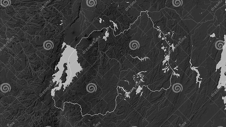 Rwanda outlined. Grayscale stock illustration. Illustration of land ...