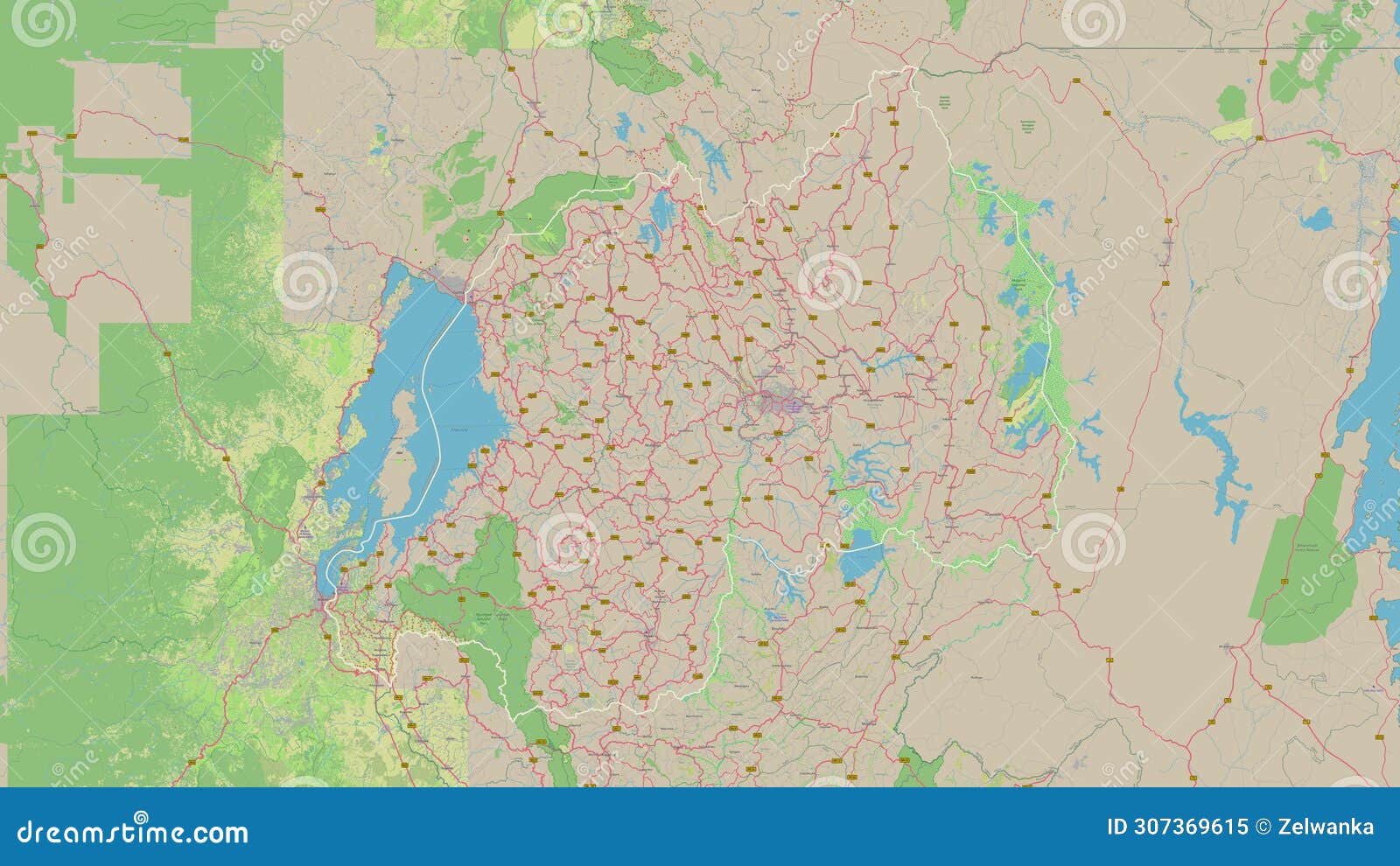Rwanda Outlined. Topo German Stock Illustration - Illustration of ...