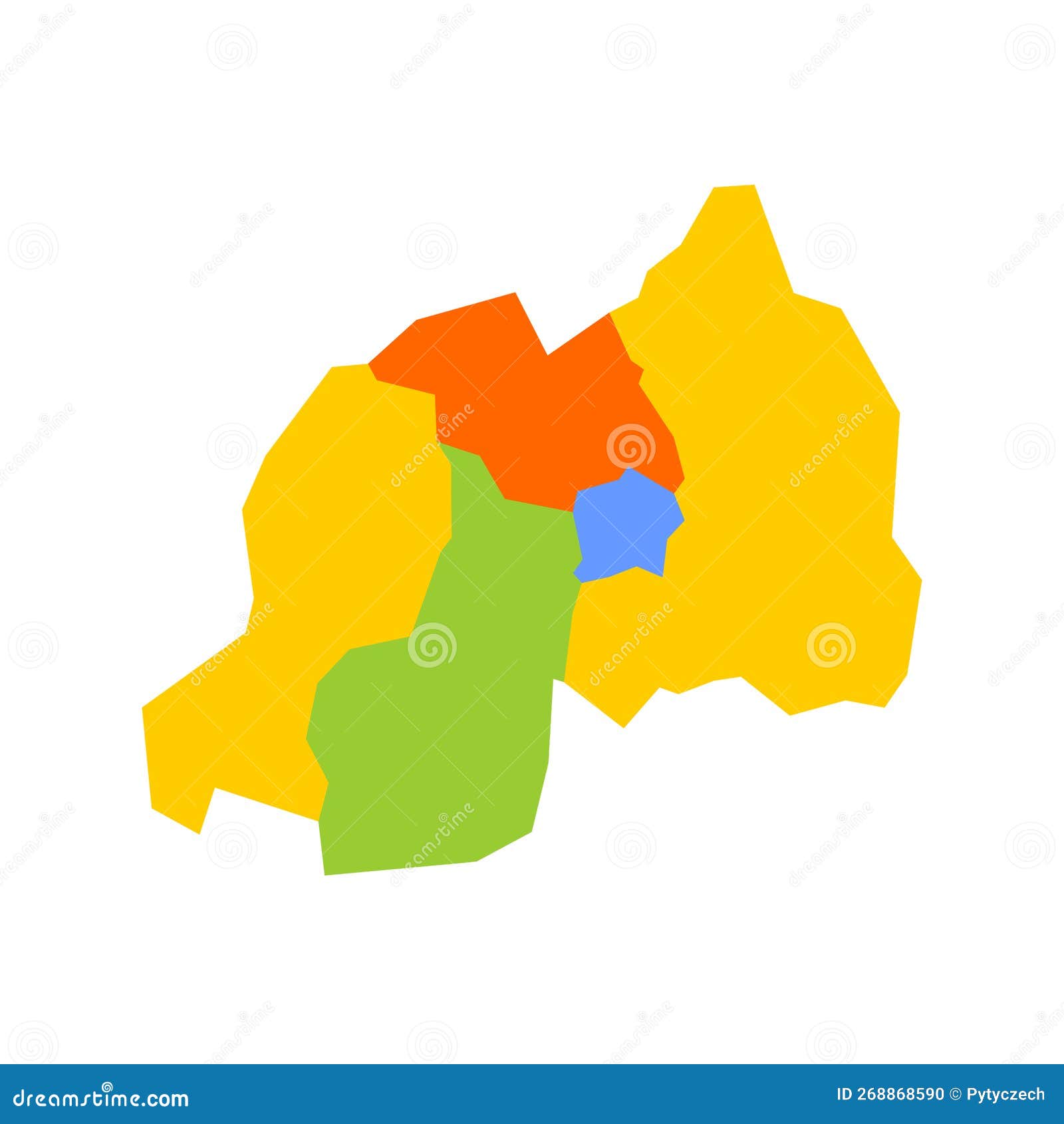 Rwanda Political Map of Administrative Divisions Stock Photo - Image of ...