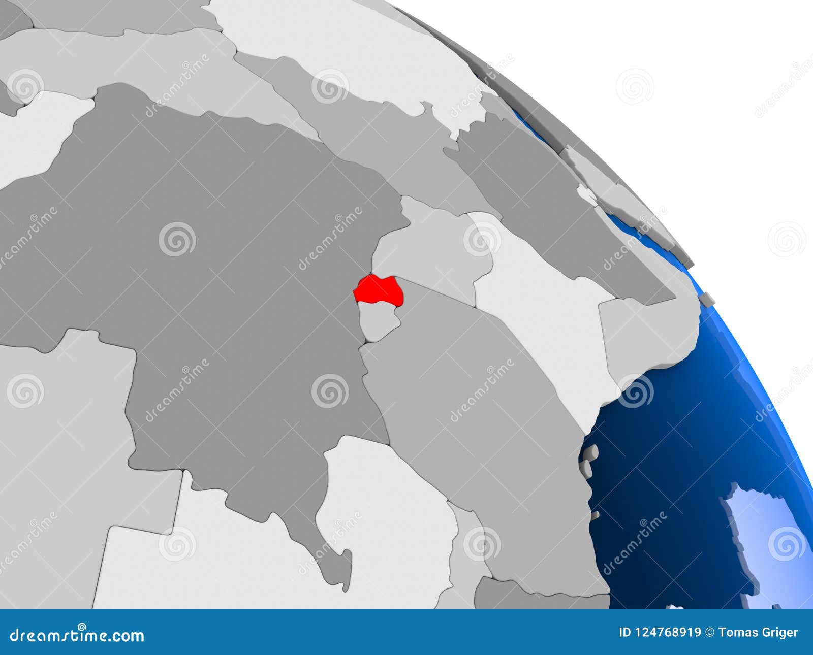 Rwanda in red on map stock illustration. Illustration of african ...