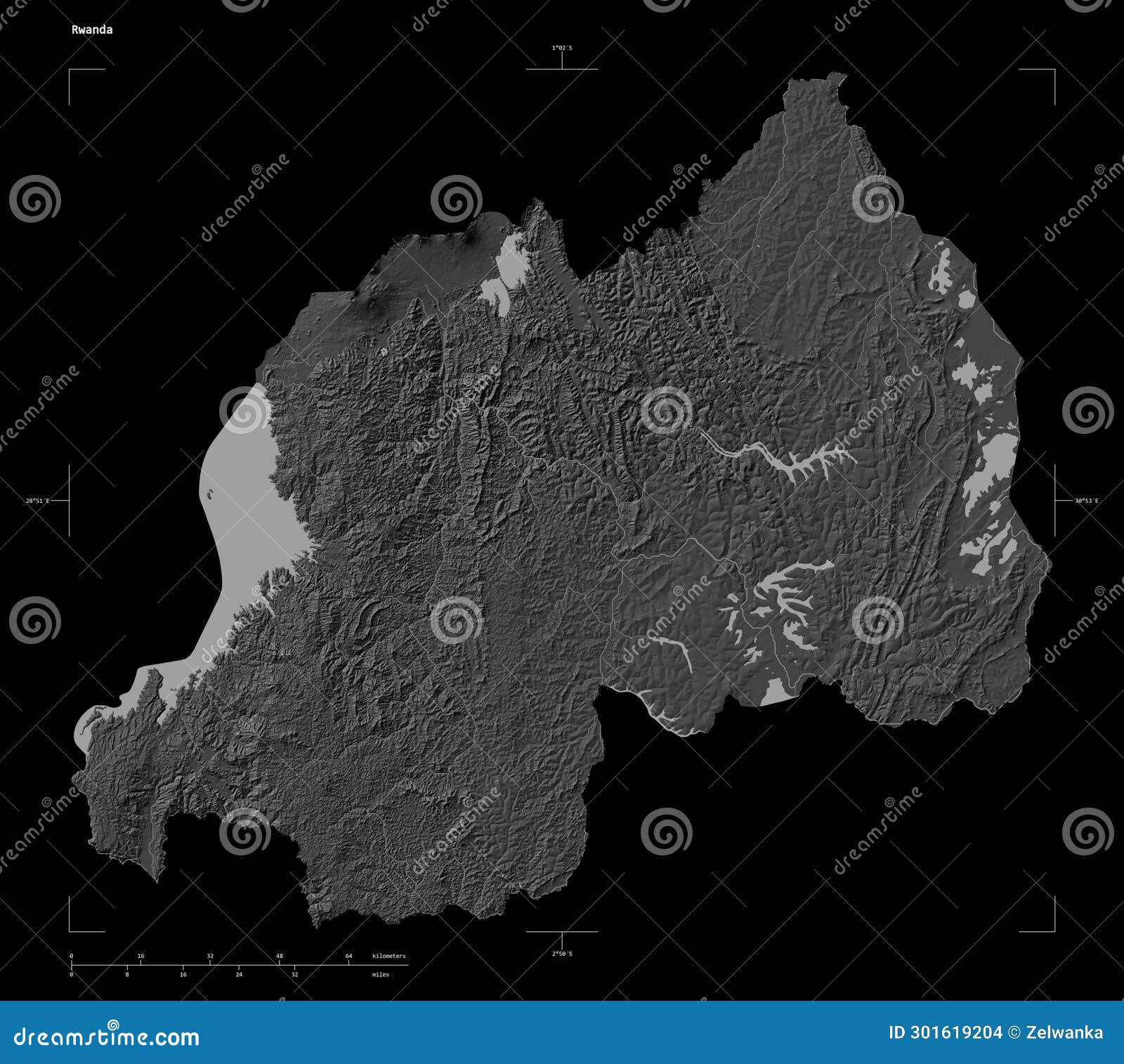 Rwanda Map. Black Silhouette Country Map Isolated On White Background ...