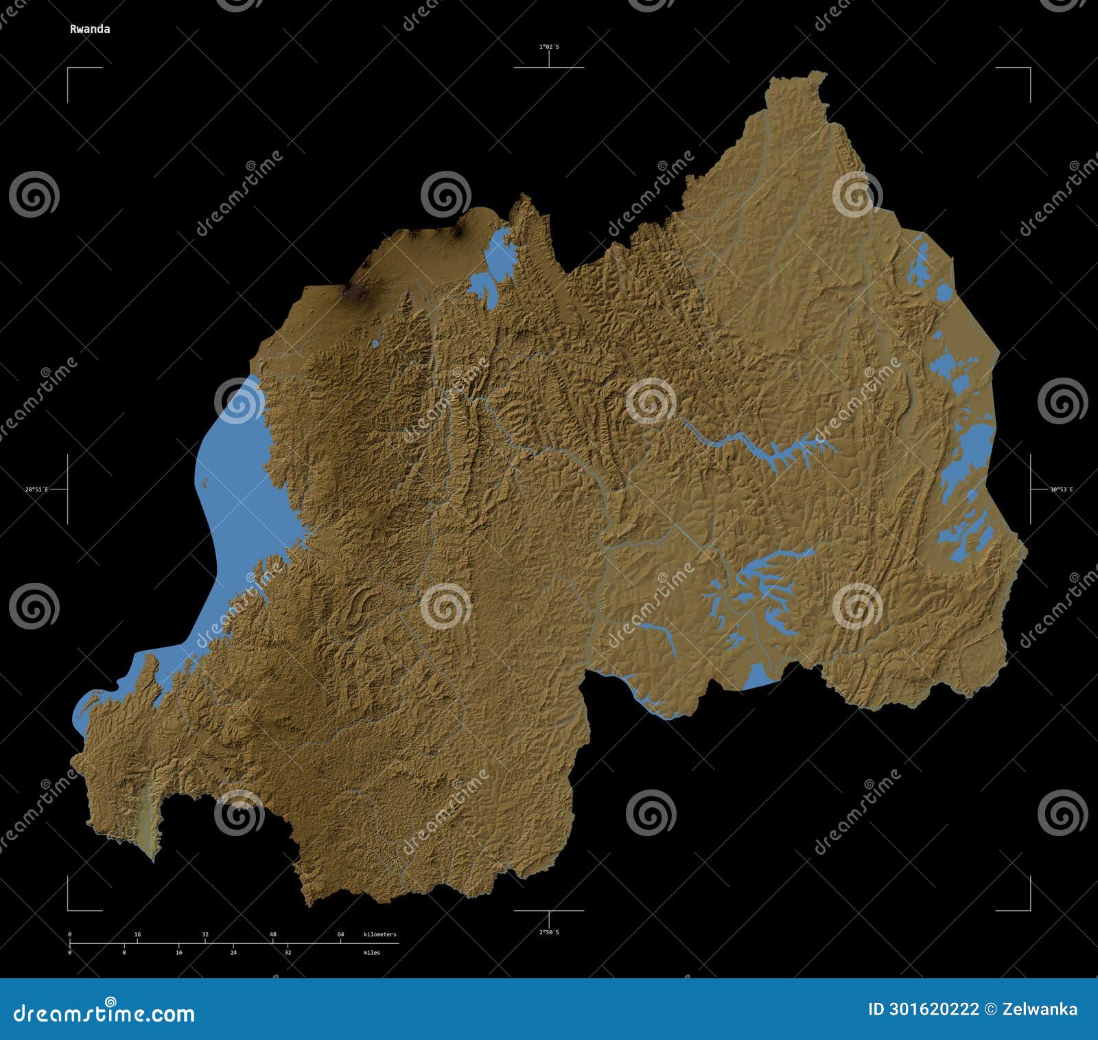 Rwanda Shape on Black. Physical Stock Illustration - Illustration of ...