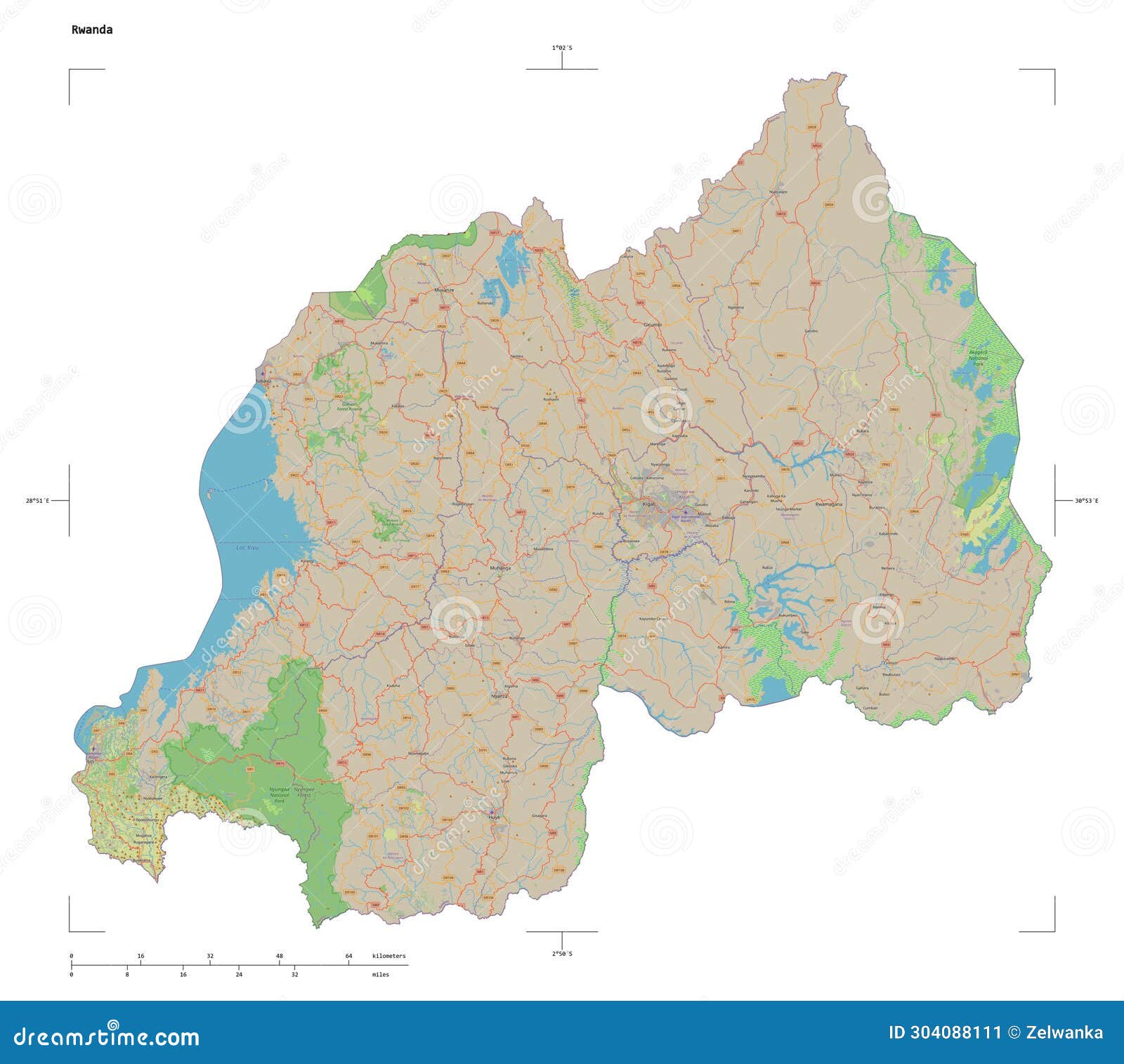 Rwanda Shape on White. Topo Standard Stock Illustration - Illustration ...
