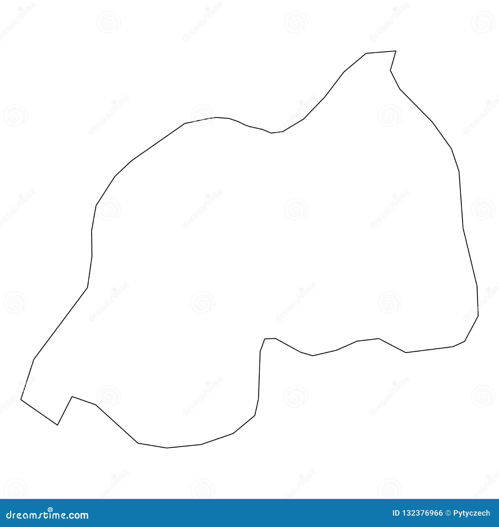 Rwanda - Solid Black Outline Border Map of Country Area. Simple Flat ...