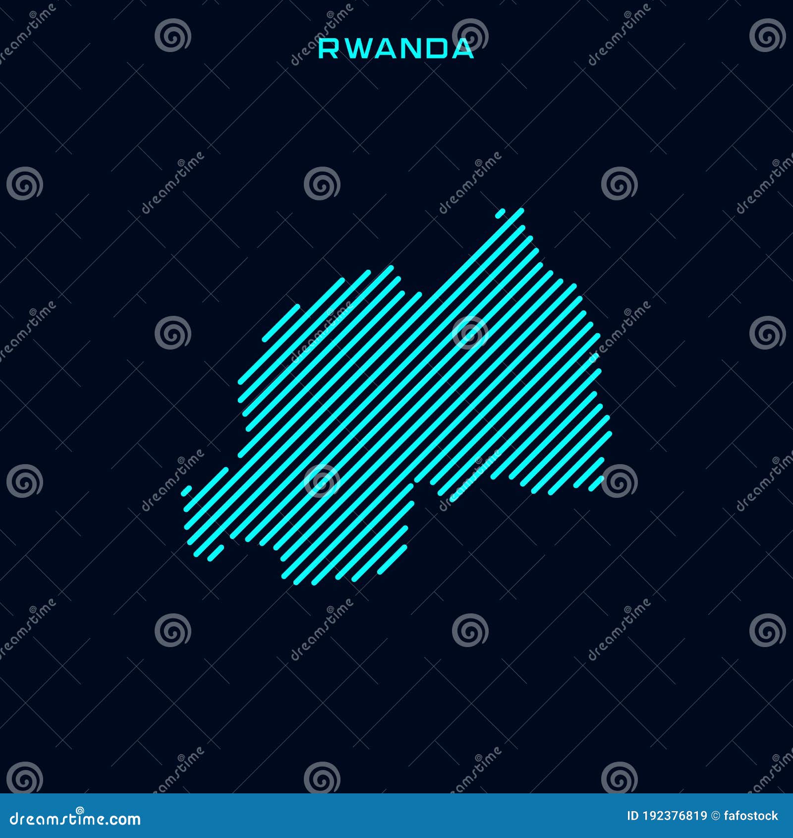 Rwanda Striped Map Vector Design Template with Blue Background. Stock ...