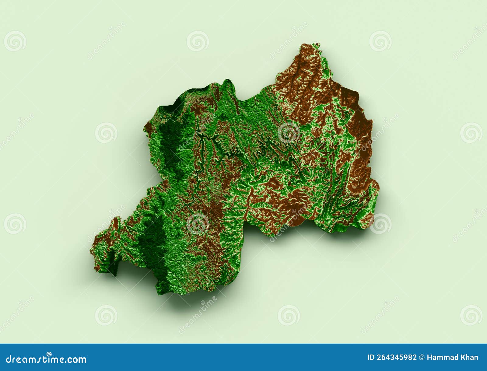 Rwanda Topographic Map 3d Realistic Map Color 3d Illustration Stock ...