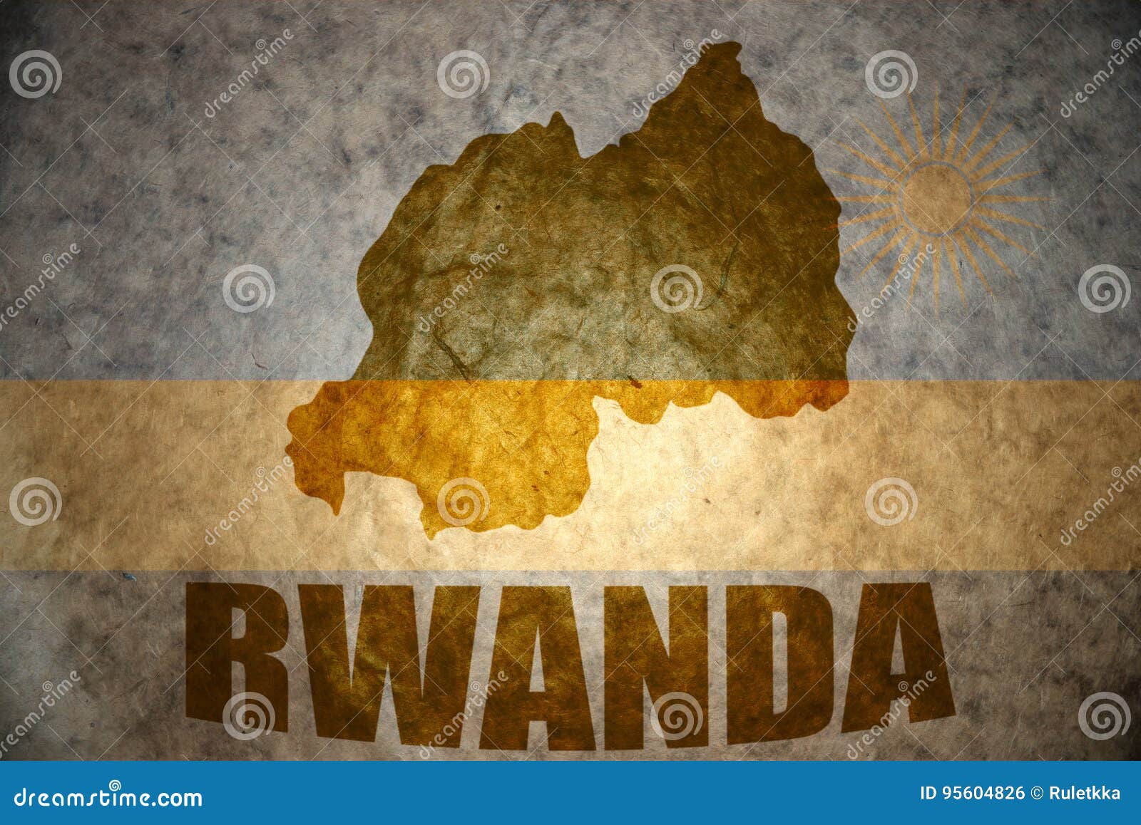 Rwanda vintage map stock photo. Image of ensign, papyrus - 95604826