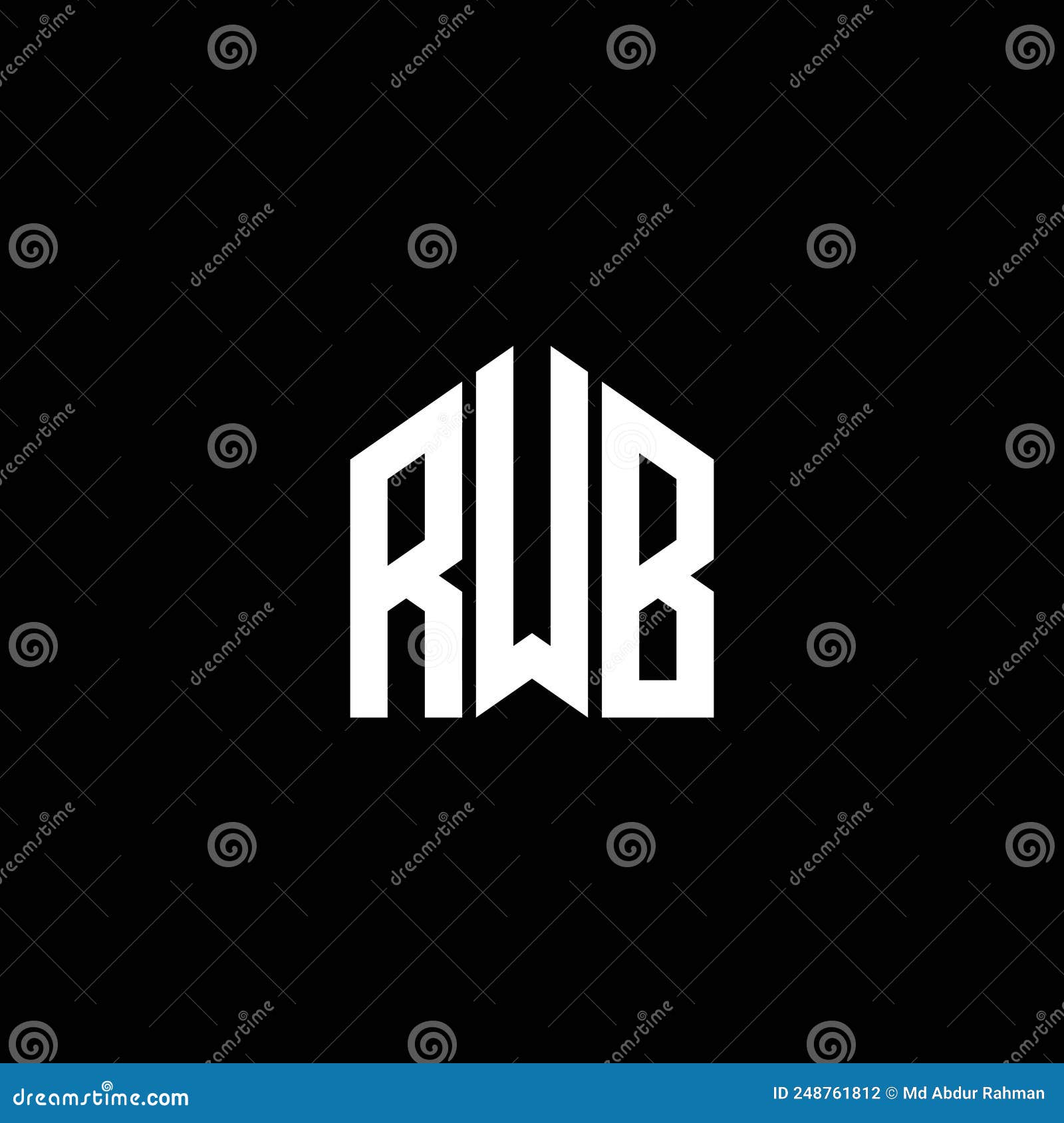 RWB Letter Logo Design On BLACK Background. RWB Creative Initials ...