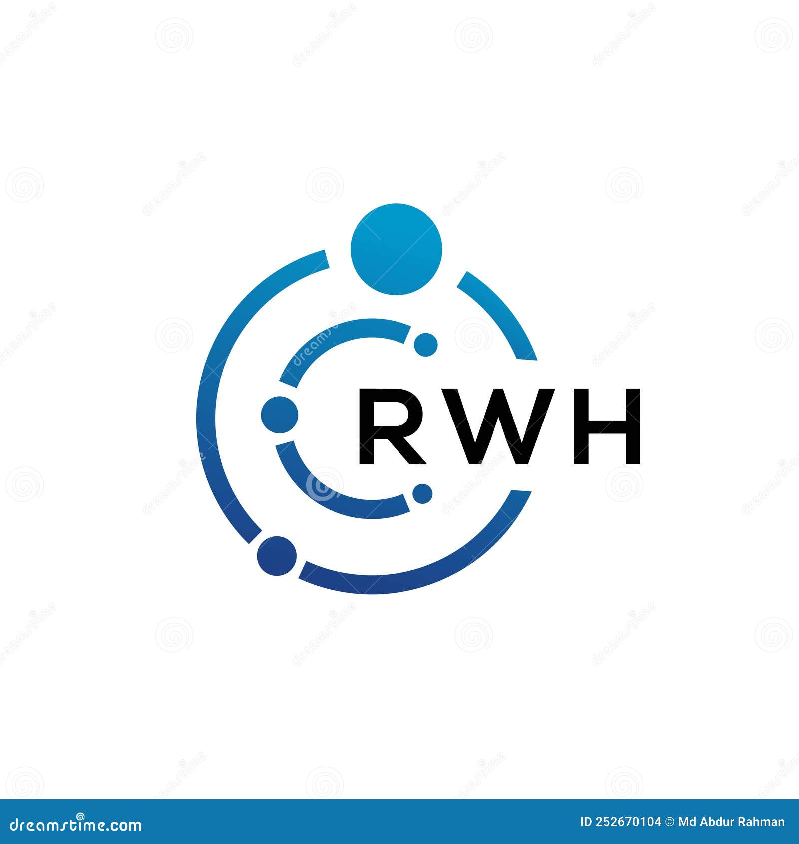 RWH Letter Technology Logo Design on White Background. RWH Creative ...