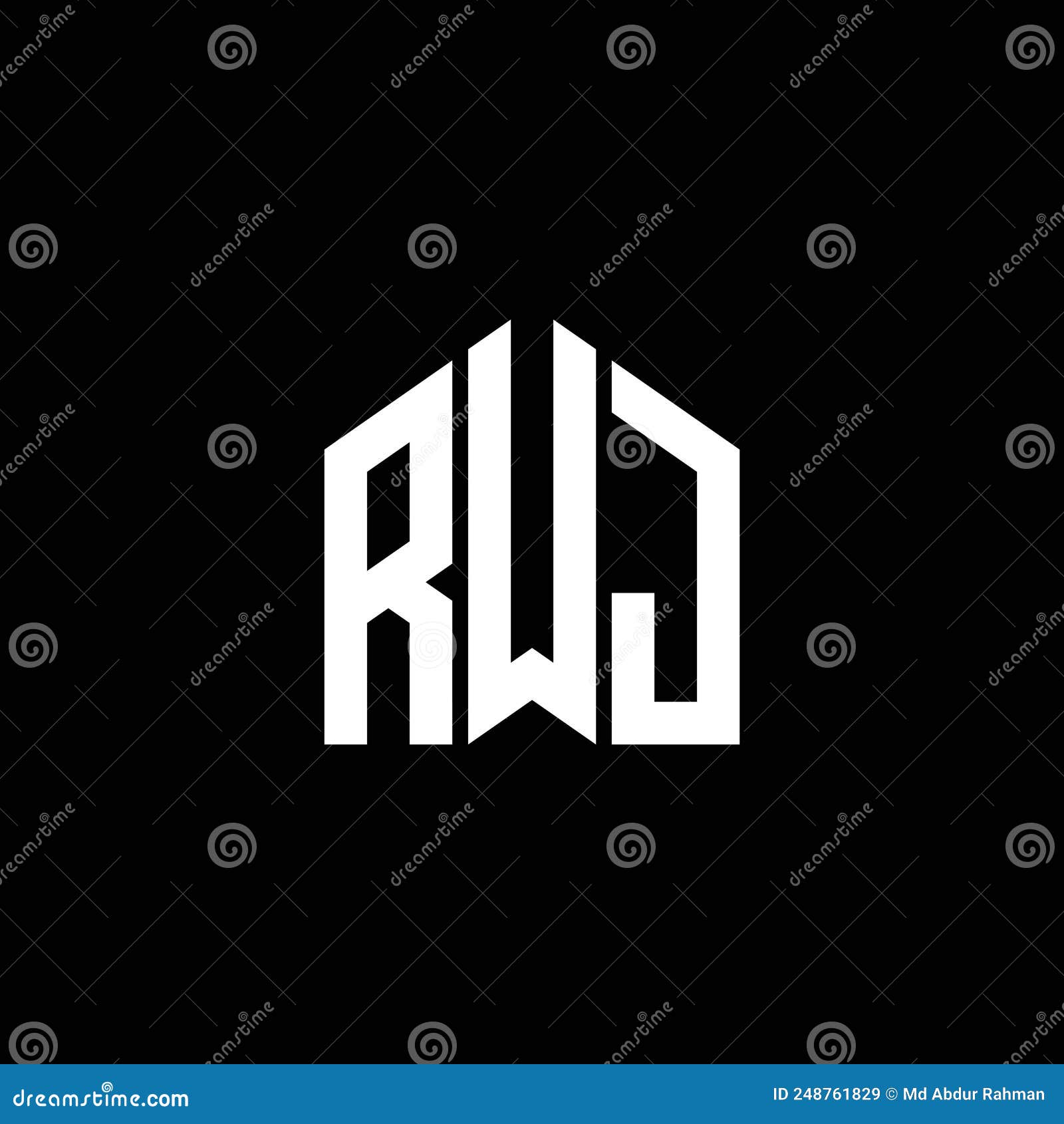 RWJ Letter Logo Design on BLACK Background. RWJ Creative Initials ...