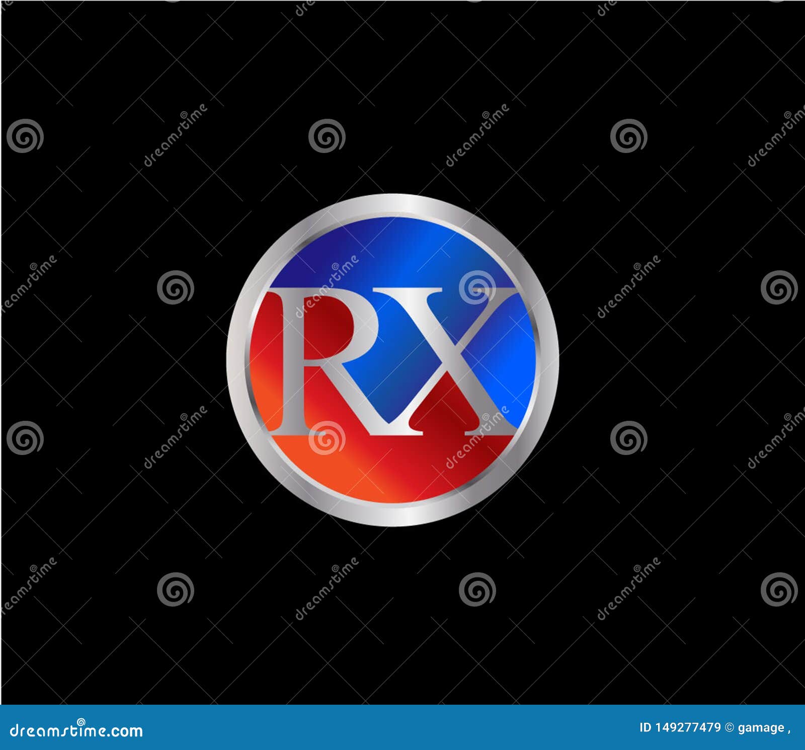 RX Initial Circle Shape Red Blue Silver Color Later Logo Design Stock ...