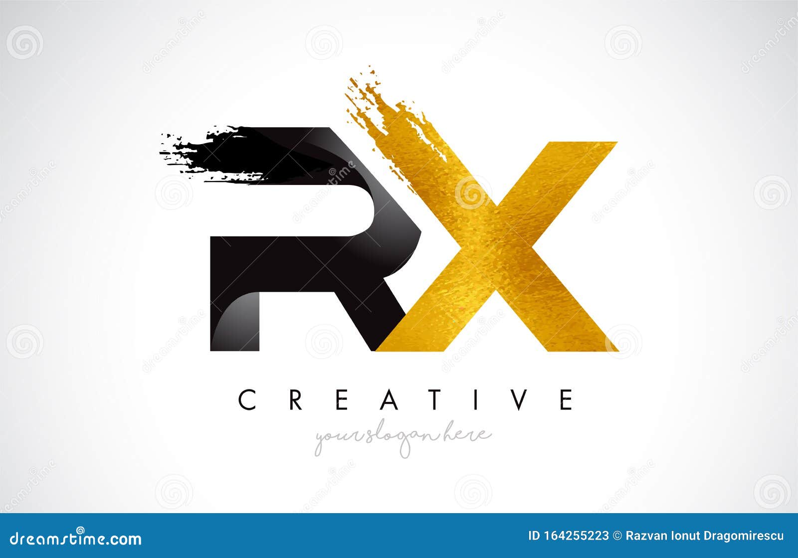 RX Letter Design with Brush Stroke and Modern 3D Look Stock Vector ...