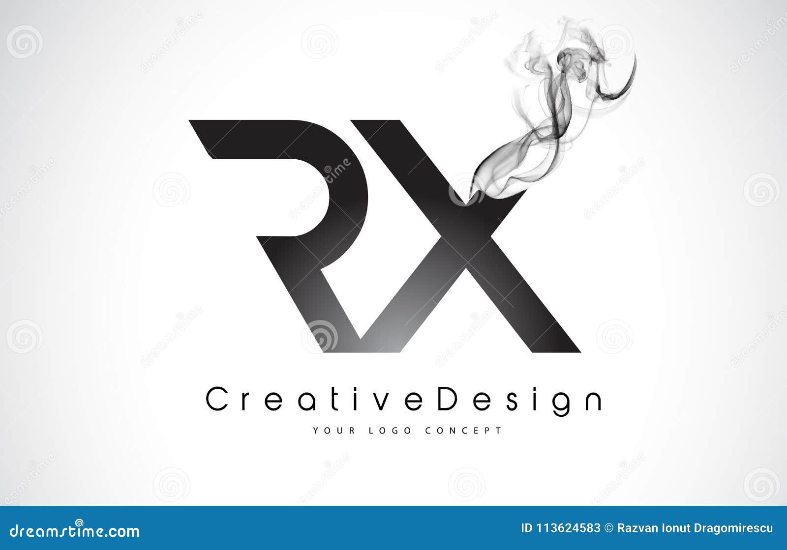 RX Letter Logo Design with Black Smoke. Stock Vector - Illustration of ...