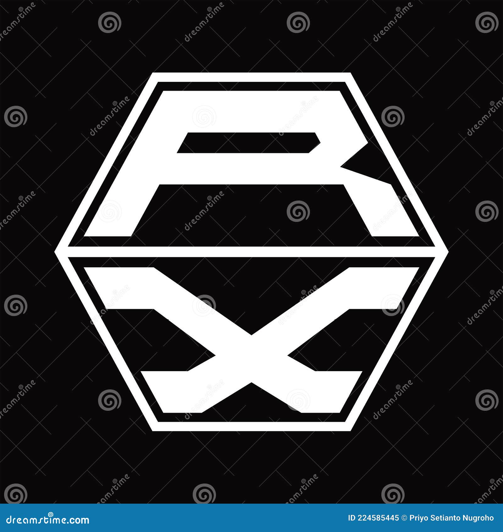 RX Logo Monogram with Hexagon Shape Up and Down Design Template Stock ...