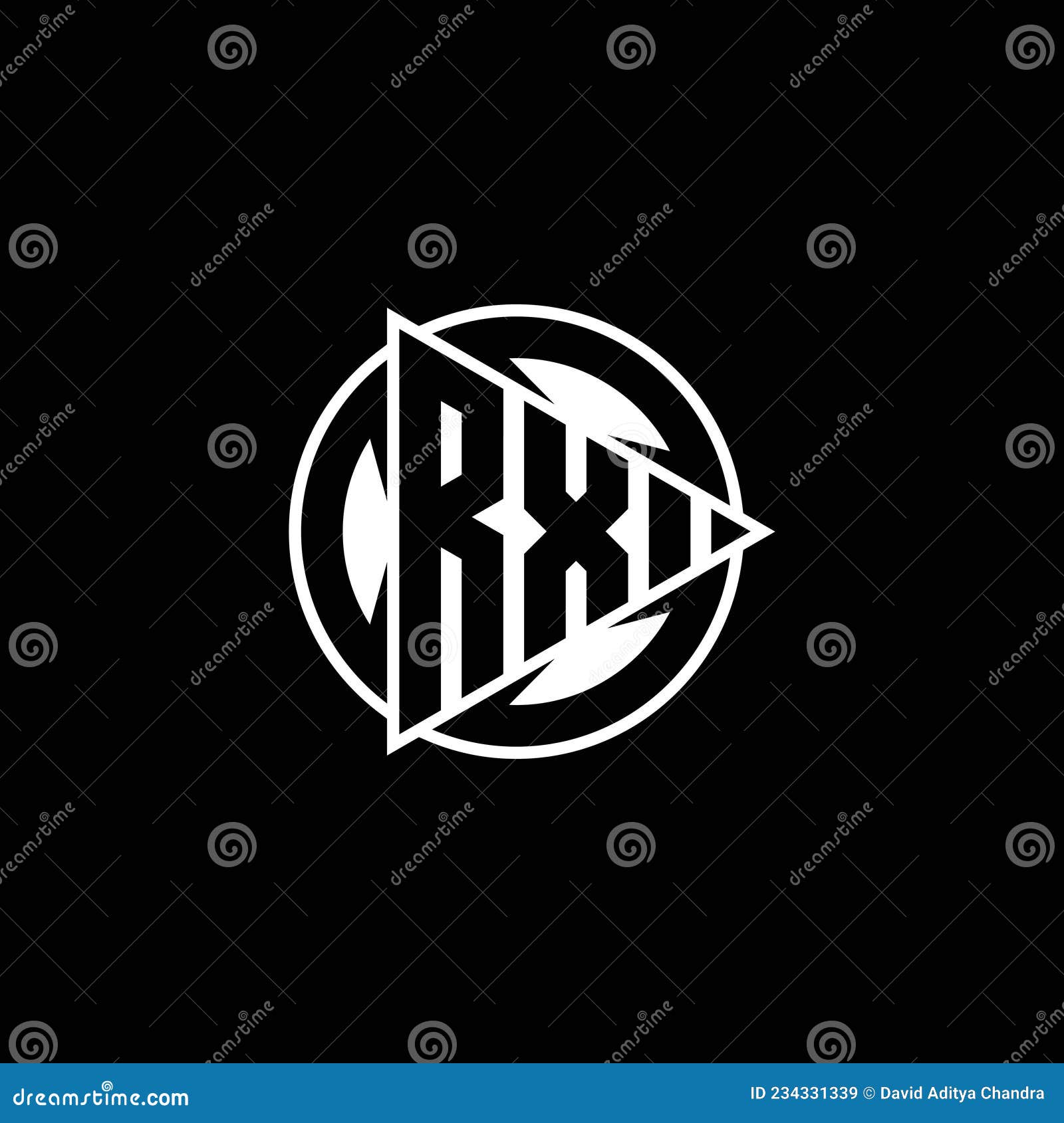 RX Logo Monogram Triangle Play Shape Circle Rounded Stock Vector ...