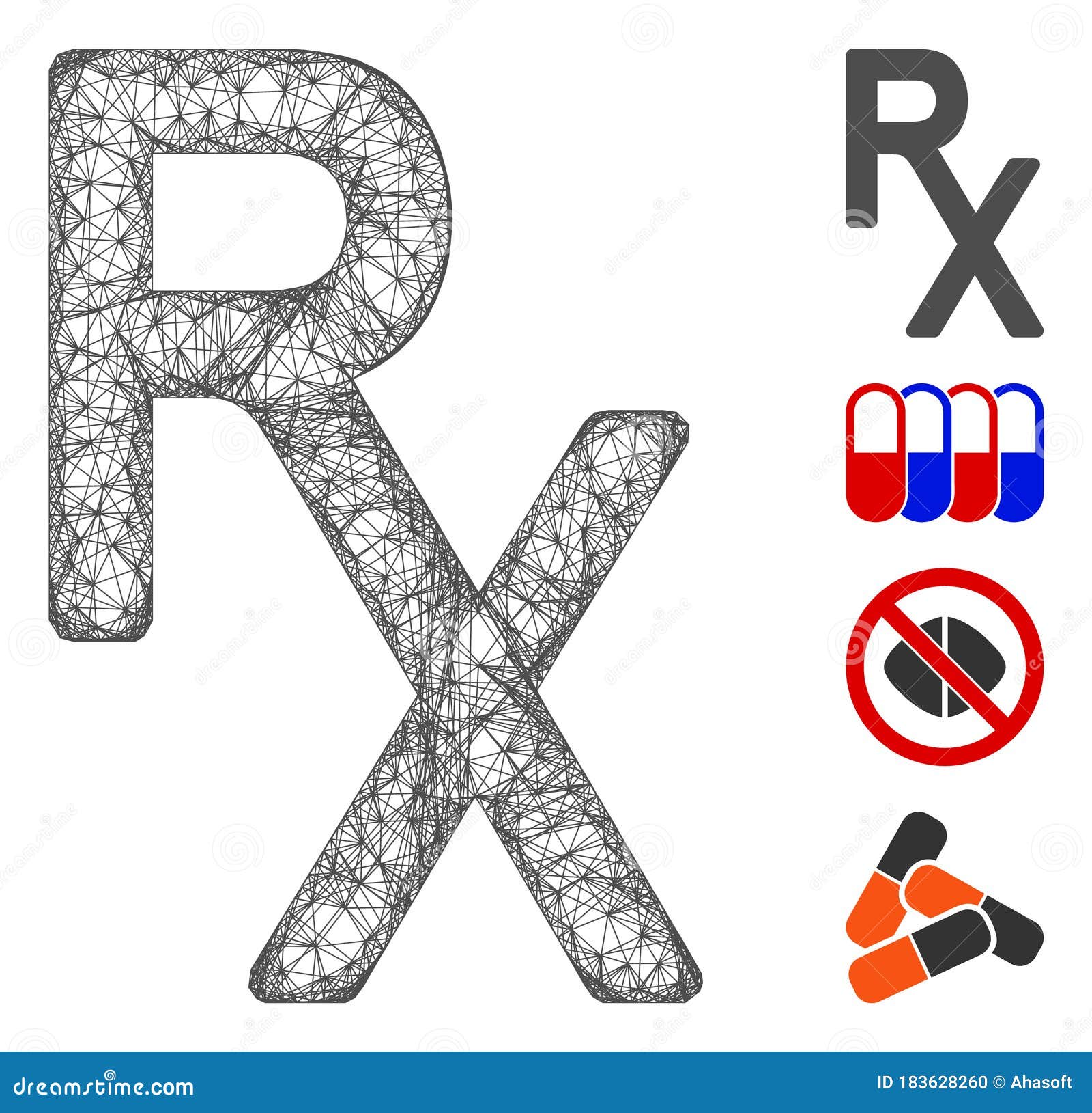 Rx Medical Symbol Web Vector Mesh Illustration Stock Illustration ...