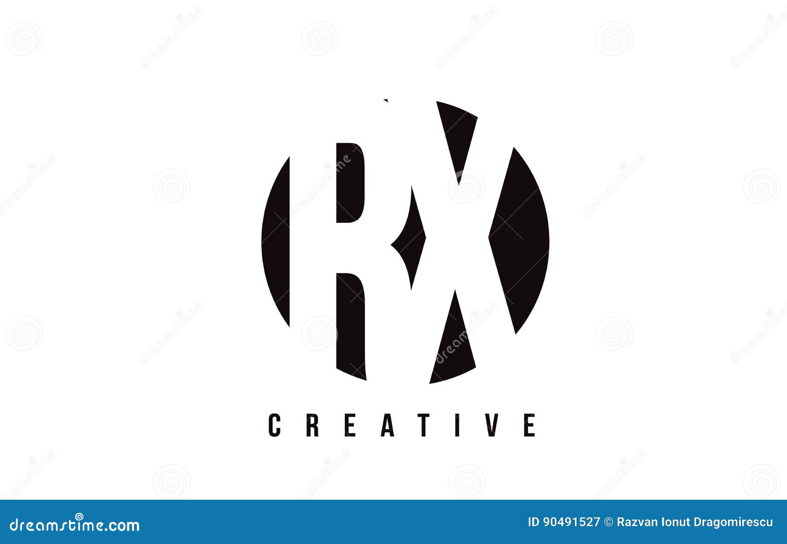 RX R X White Letter Logo Design with Circle Background. Stock Vector ...