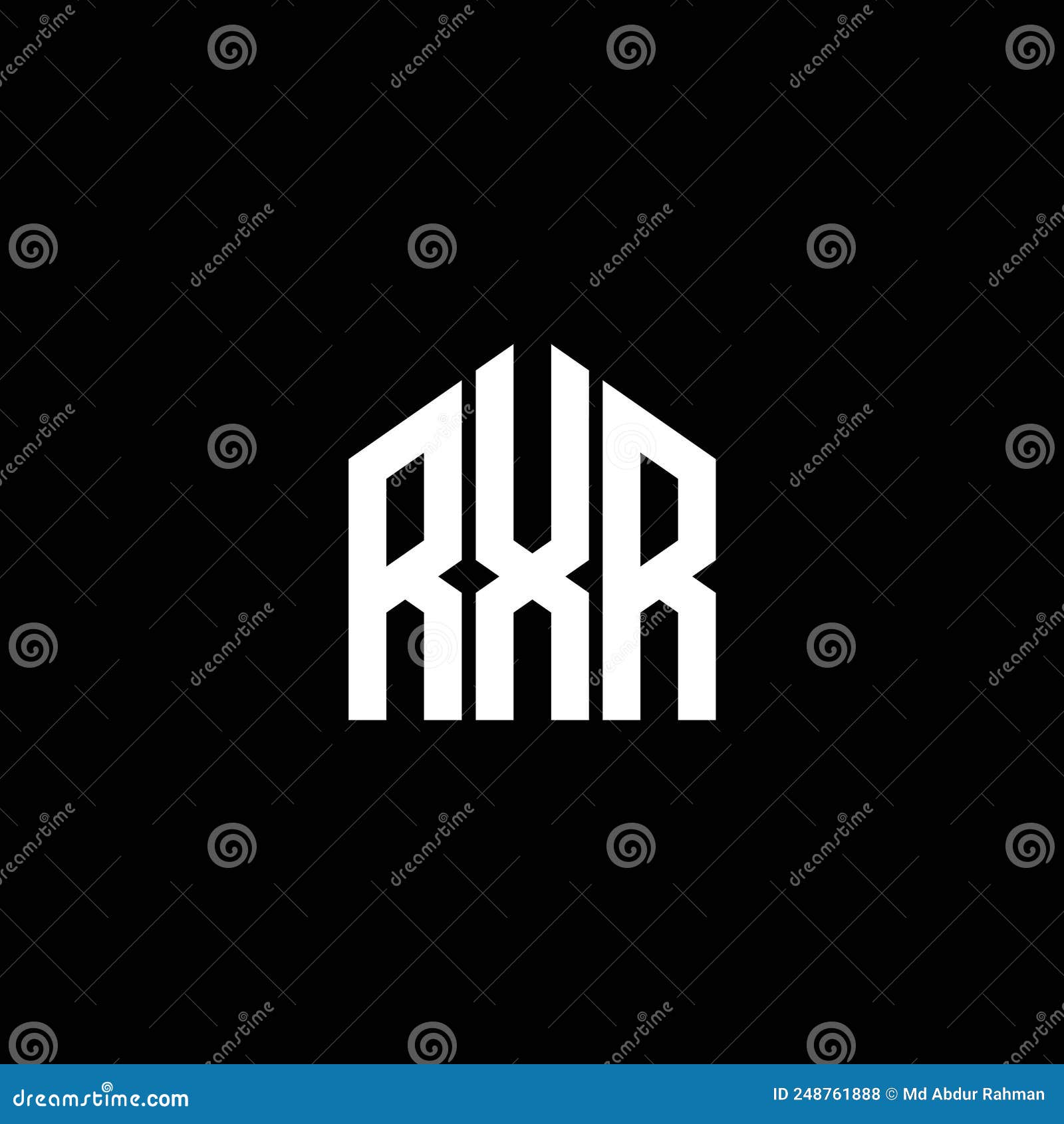 RXR Letter Logo Design on BLACK Background. RXR Creative Initials ...