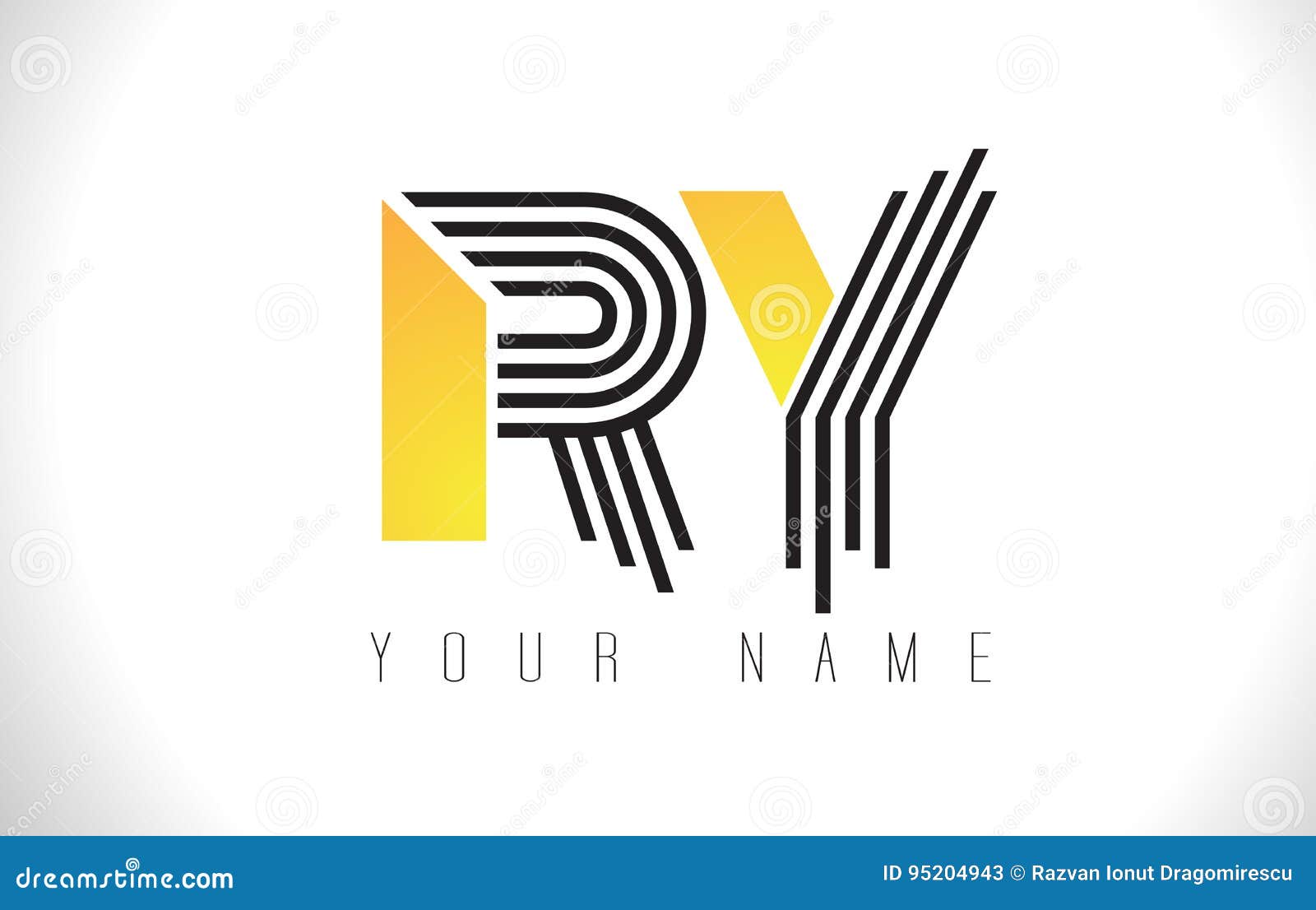 RY Black Lines Letter Logo. Creative Line Letters Vector Templat Stock ...