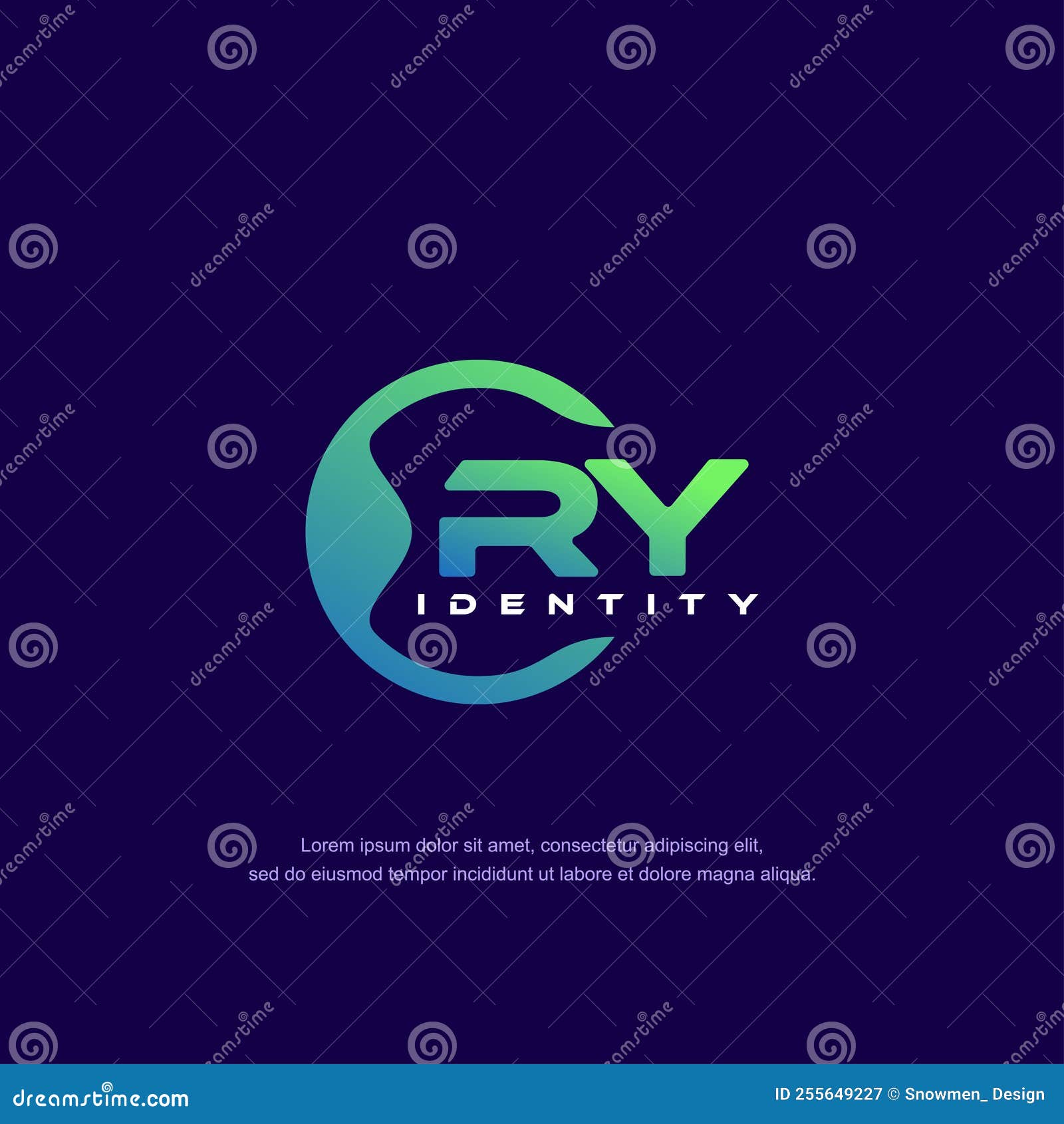 RY Initial Letter Circular Line Logo Template Vector with Gradient ...
