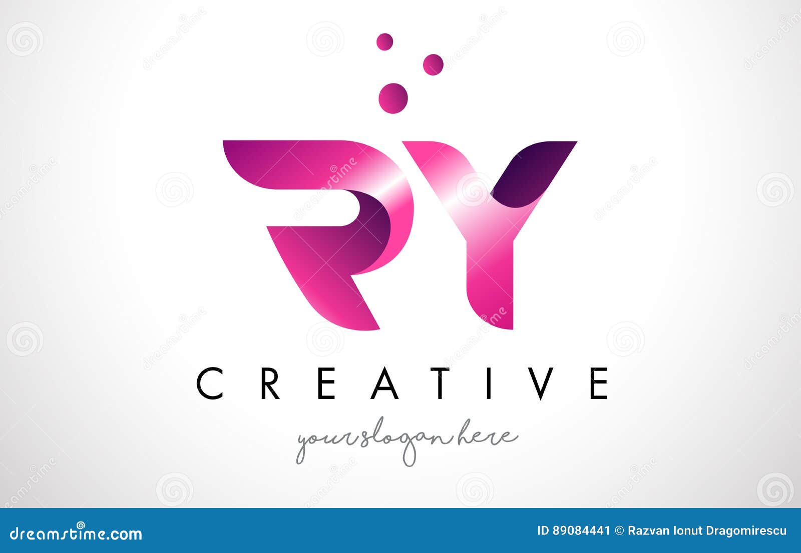 RY Letter Logo Design with Purple Colors and Dots Stock Vector ...