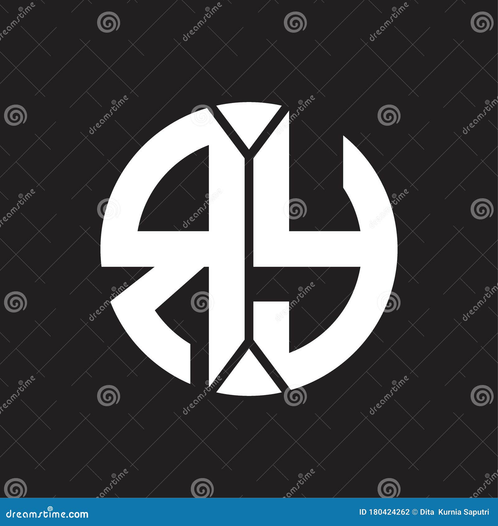 RY Logo Monogram with Piece Circle Ribbon Style Stock Illustration ...
