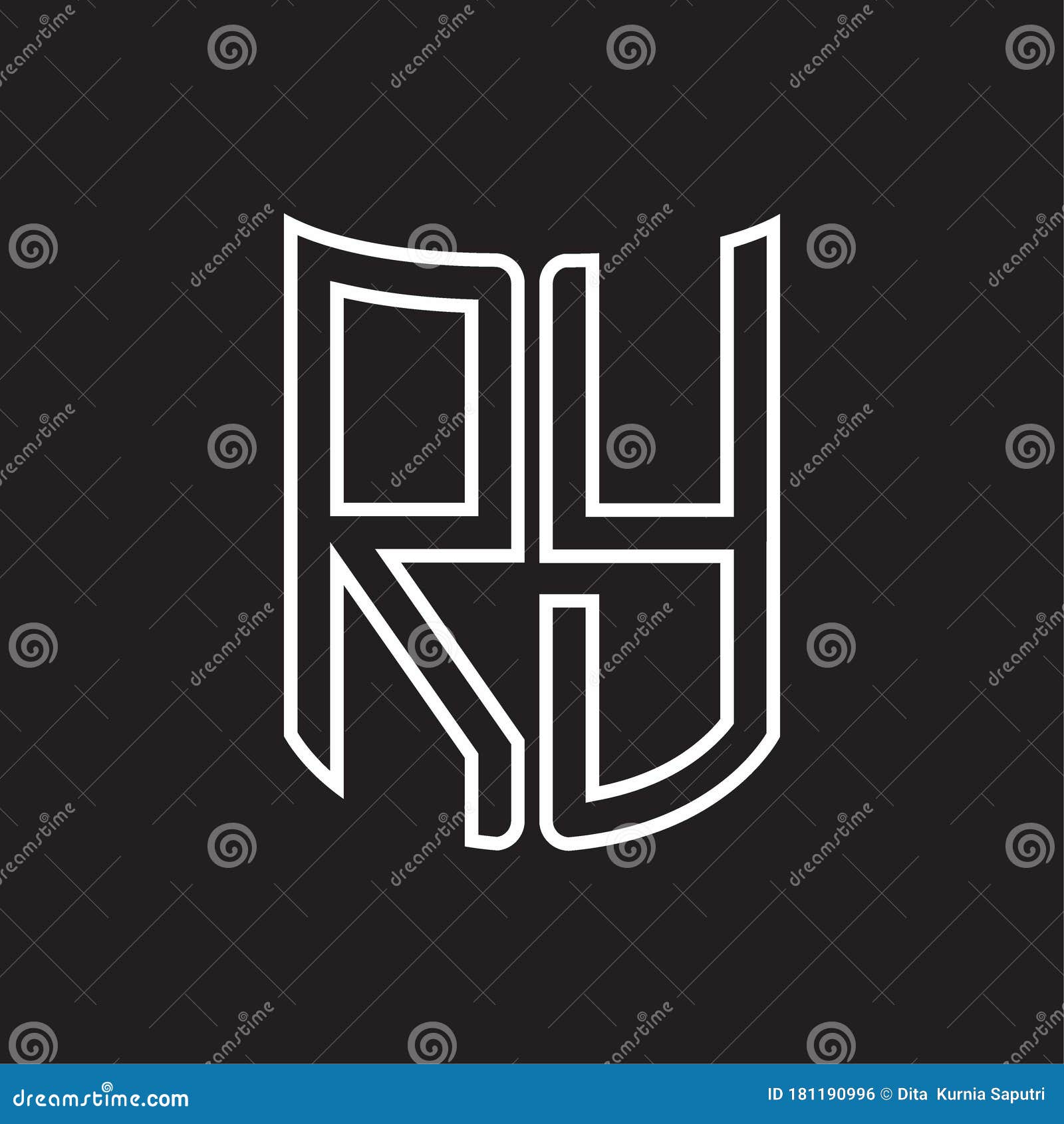 RY Logo Monogram with Ribbon Style Outline Design Template Stock Vector ...