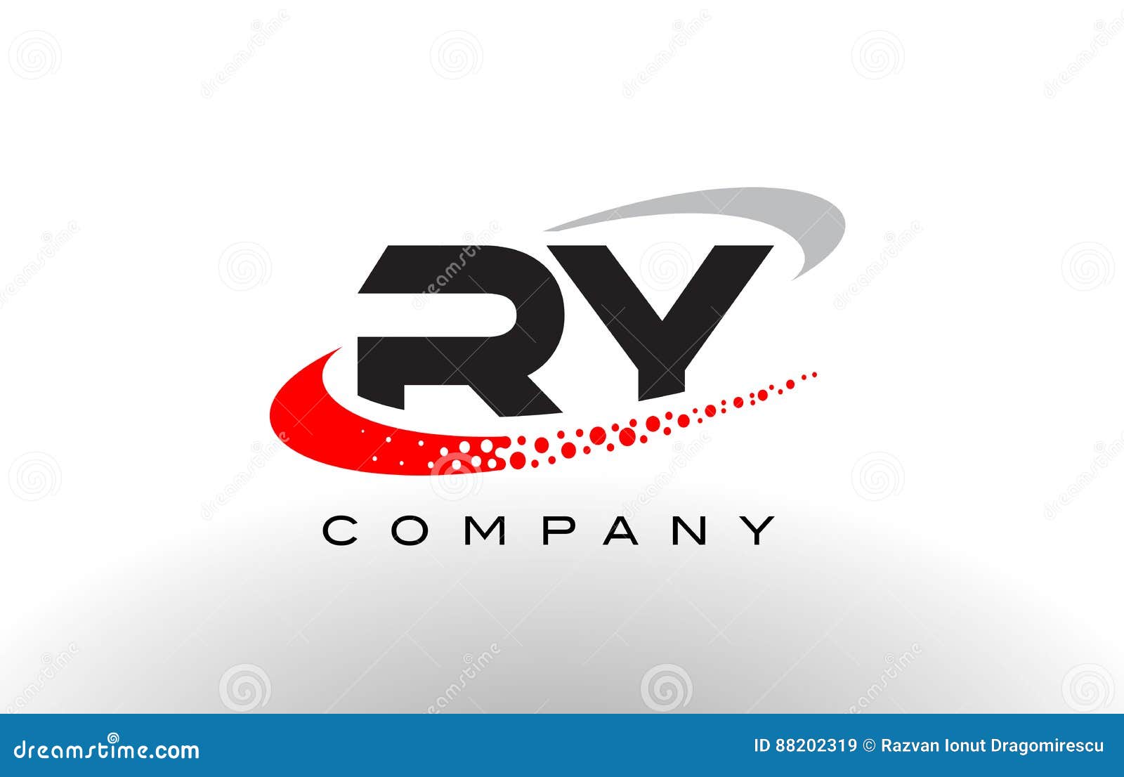 RY Modern Letter Logo Design with Red Dotted Swoosh Stock Vector ...
