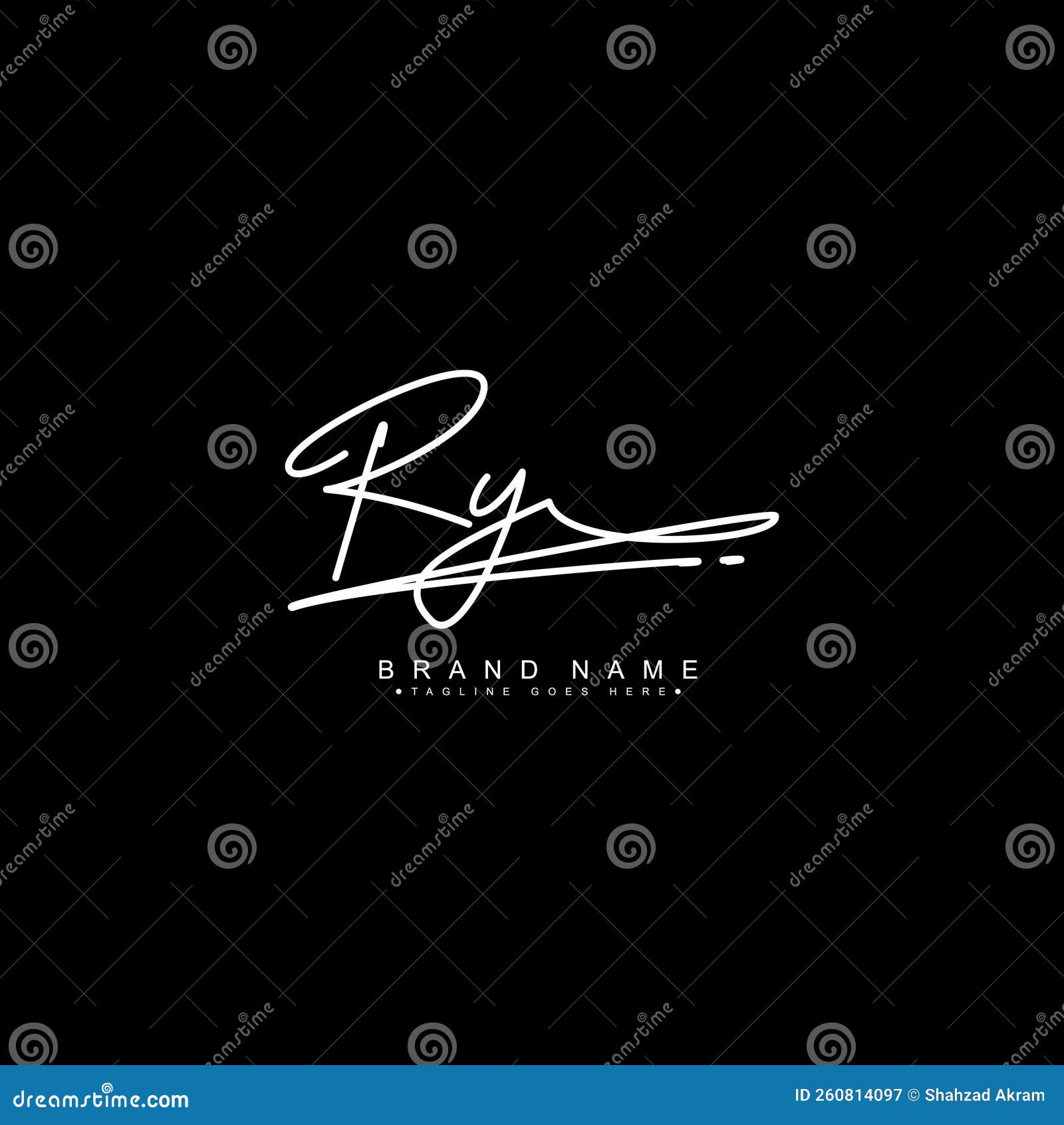 RY Simple Signature Logo - Handwritten Vector Template for R and Y Logo ...