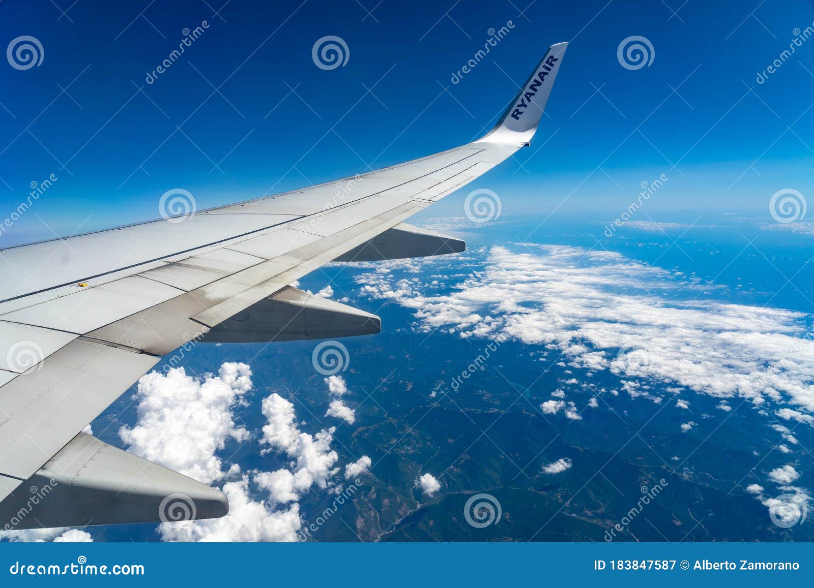 Ryanair Flying and Traveling, View from Airplane Window on the Wing ...