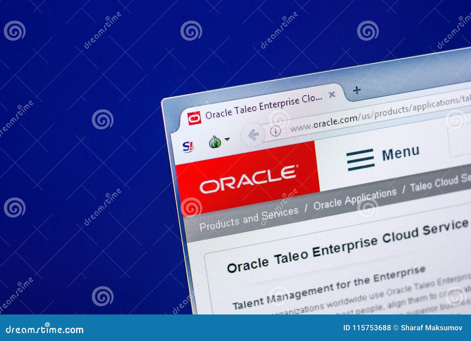 Ryazan, Russia - April 29, 2018: Homepage of Oracle Website on the ...
