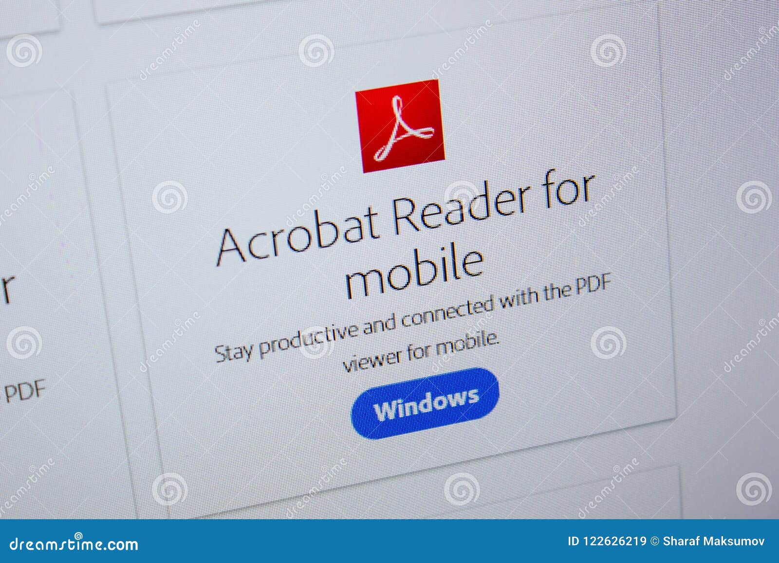 Ryazan, Russia - July 11, 2018: Adobe Acrobat Reader for Mobile ...