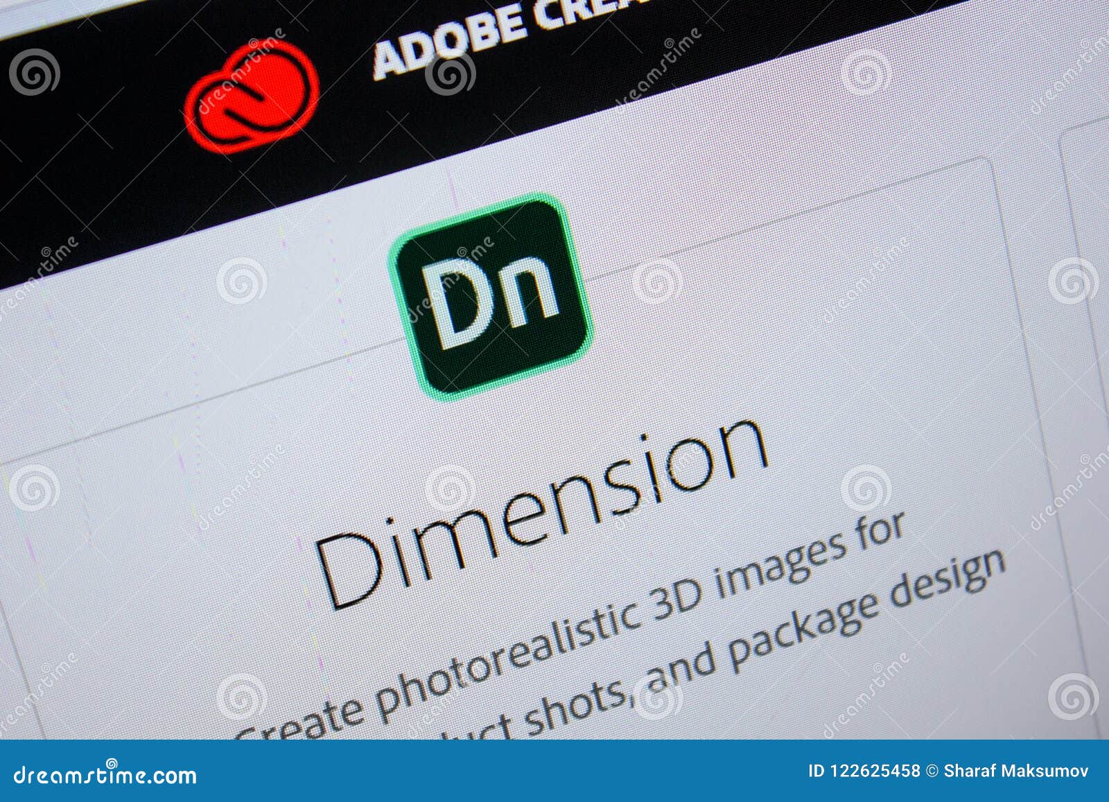 Ryazan, Russia - July 11, 2018: Adobe Dimension, Software Logo on the ...