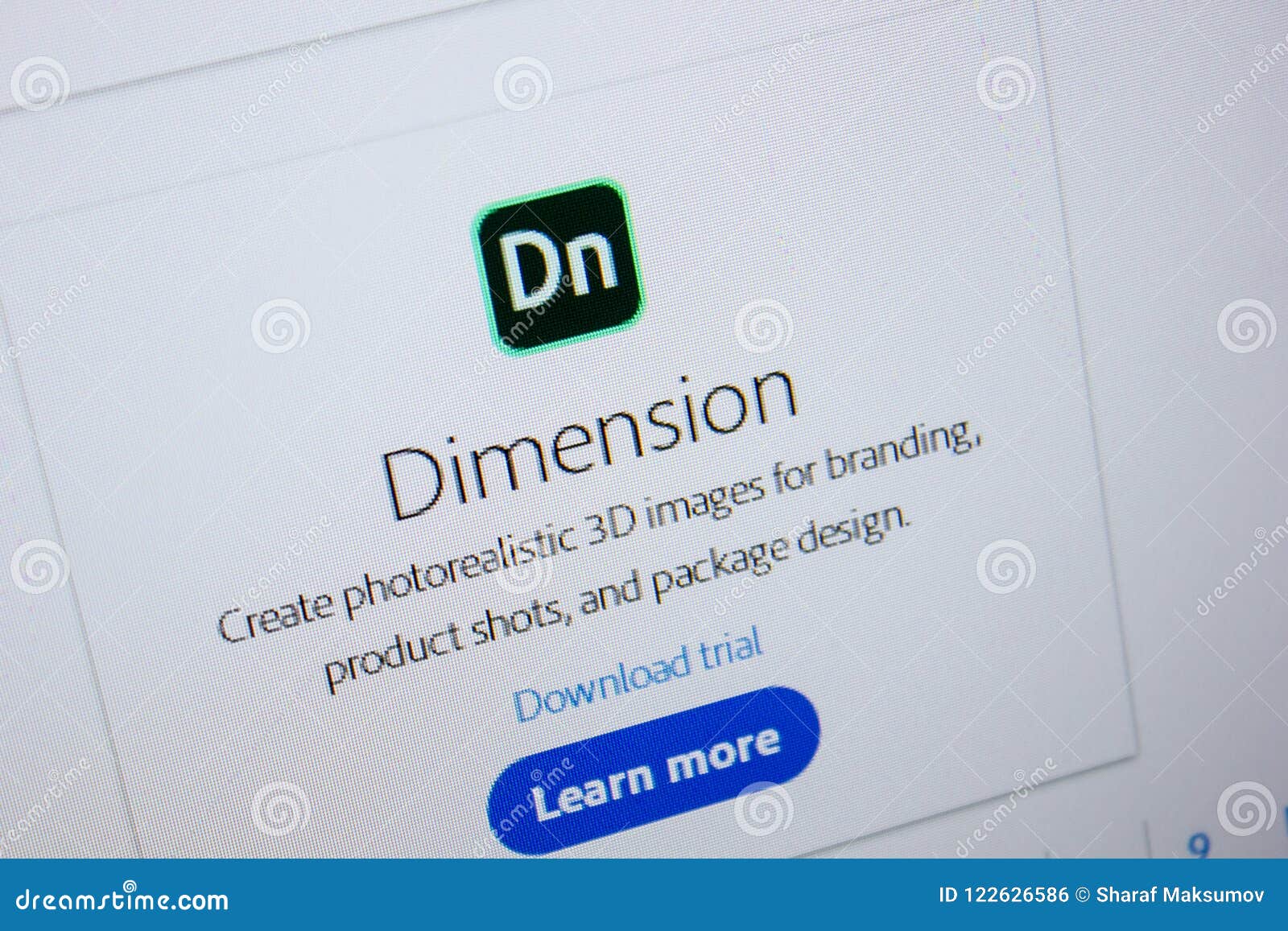 Ryazan, Russia - July 11, 2018: Adobe Dimension, Software Logo on the ...