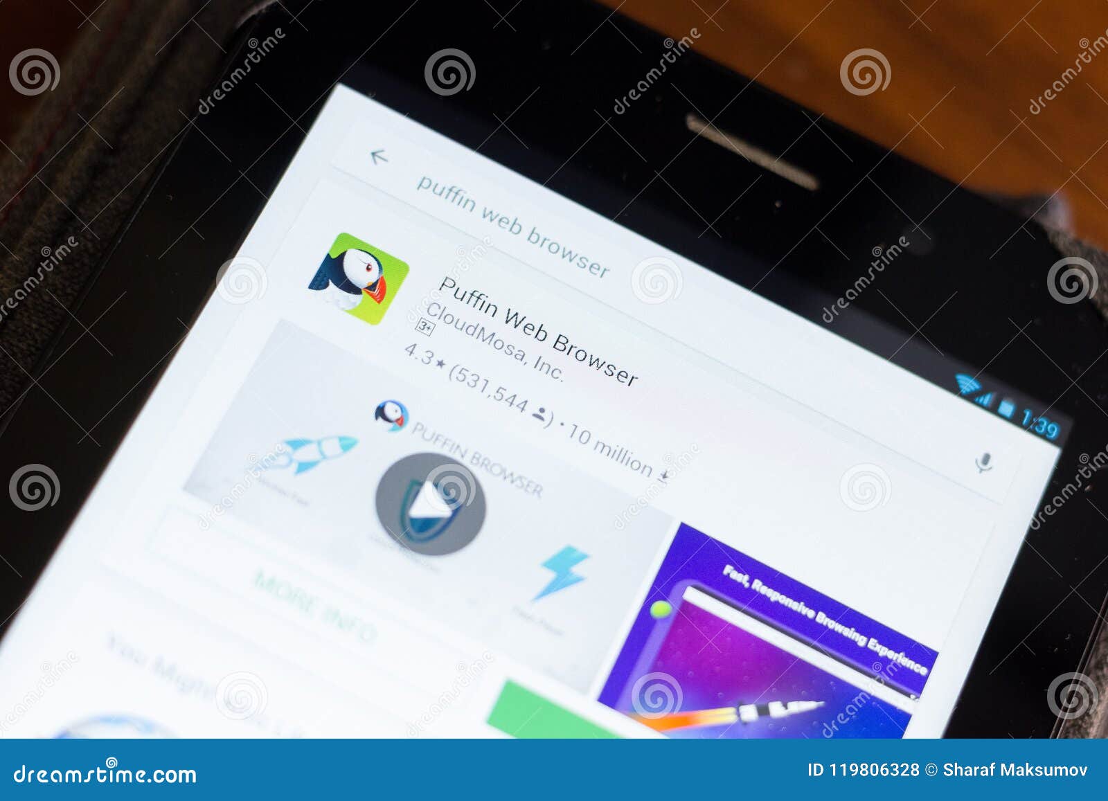 Ryazan, Russia - June 24, 2018: Puffin Web Browser Icon on the List of ...