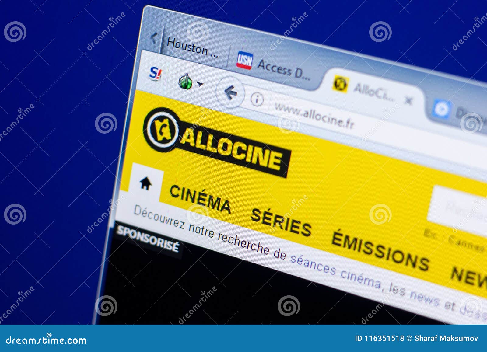 Ryazan, Russia - May 08, 2018: Allocine Website on the Display of PC ...