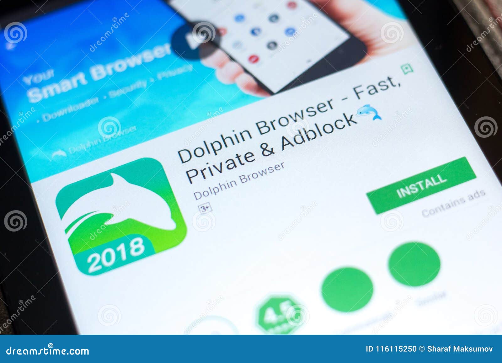 Ryazan, Russia - May 02, 2018: Dolphin Browser Mobile App on the ...