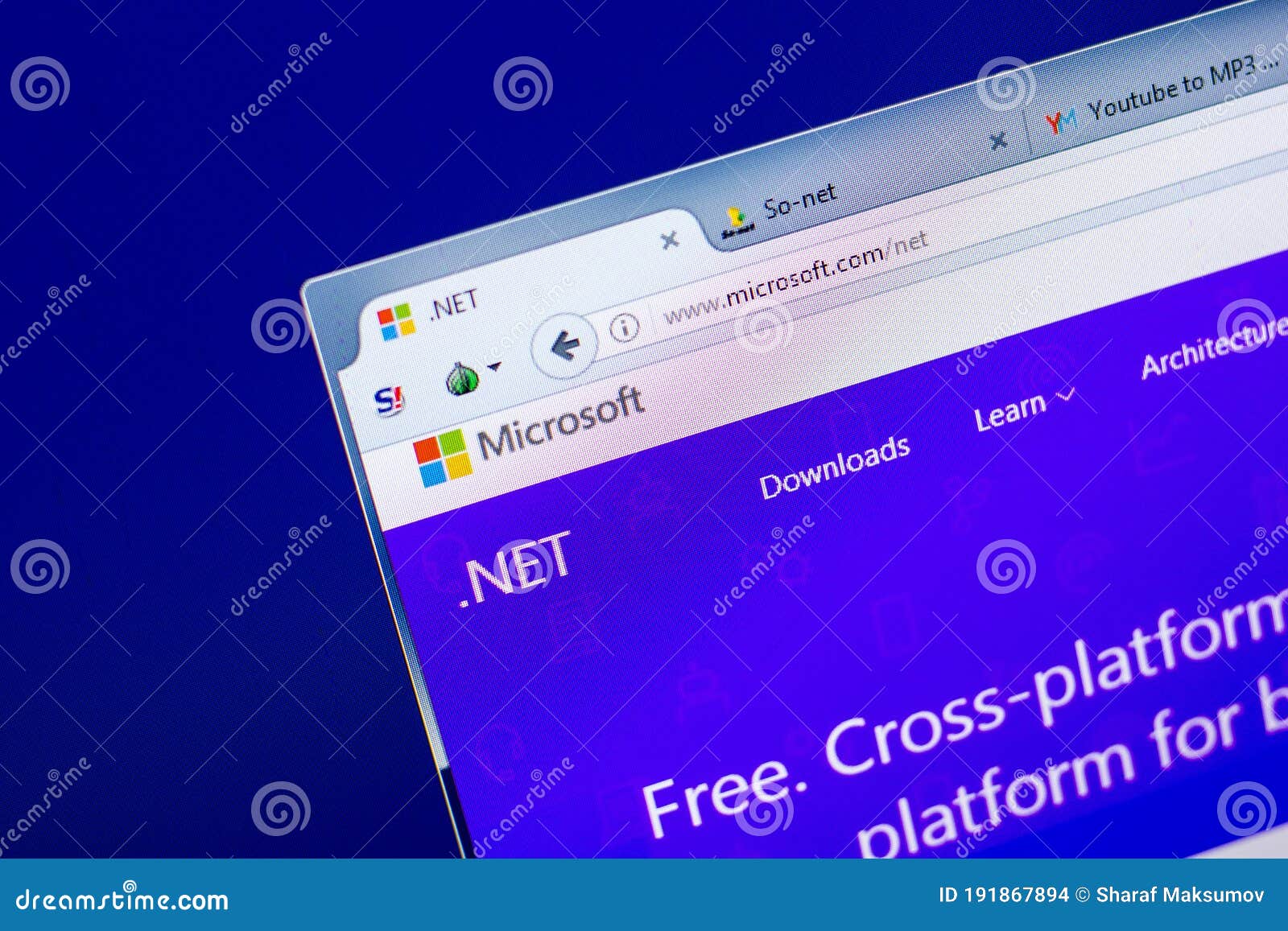 Ryazan, Russia - May 27, 2018: Homepage of .NET Website on the Display ...