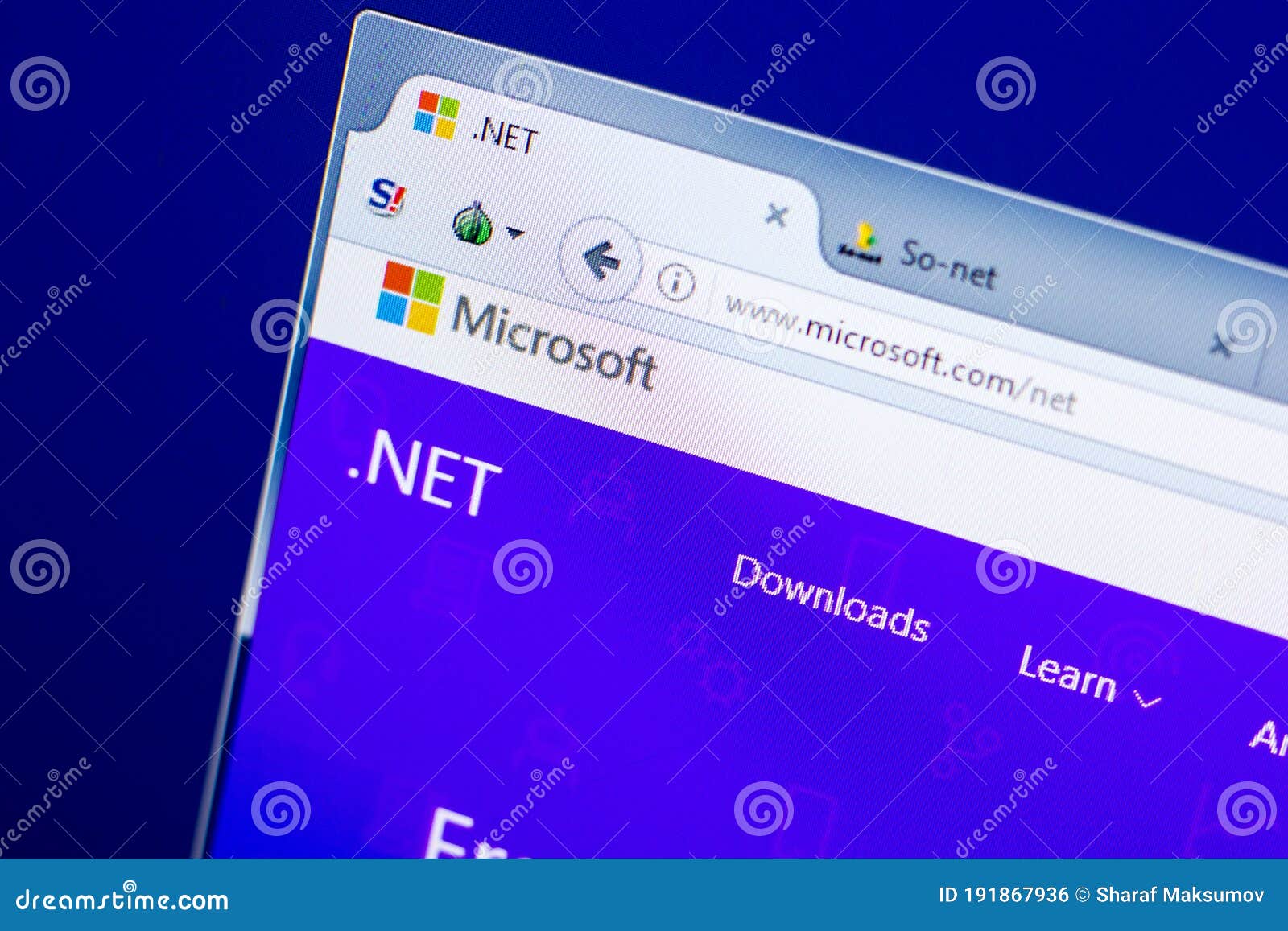 Ryazan, Russia - May 27, 2018: Homepage of .NET Website on the Display ...