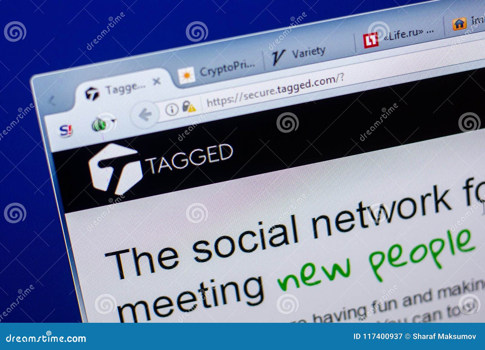 Ryazan, Russia - May 20, 2018: Homepage of Tagged Website on the ...