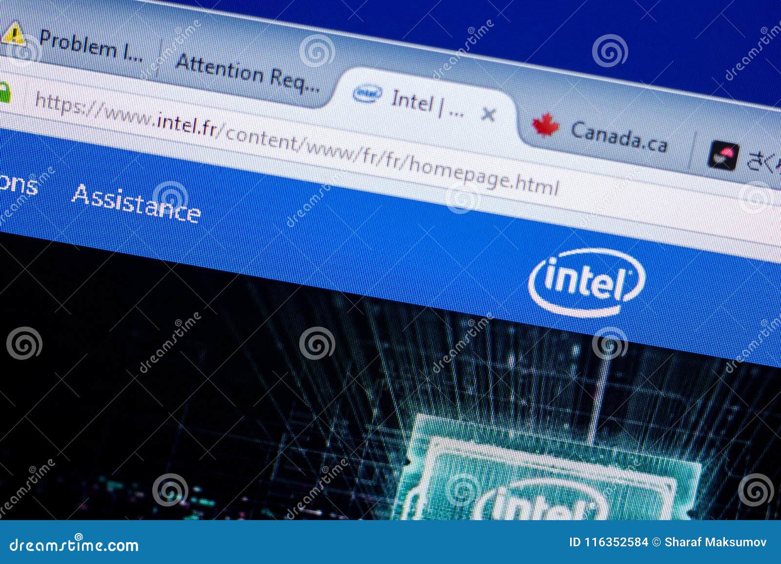 Ryazan, Russia - May 08, 2018: Intel Website on the Display of PC, Url ...