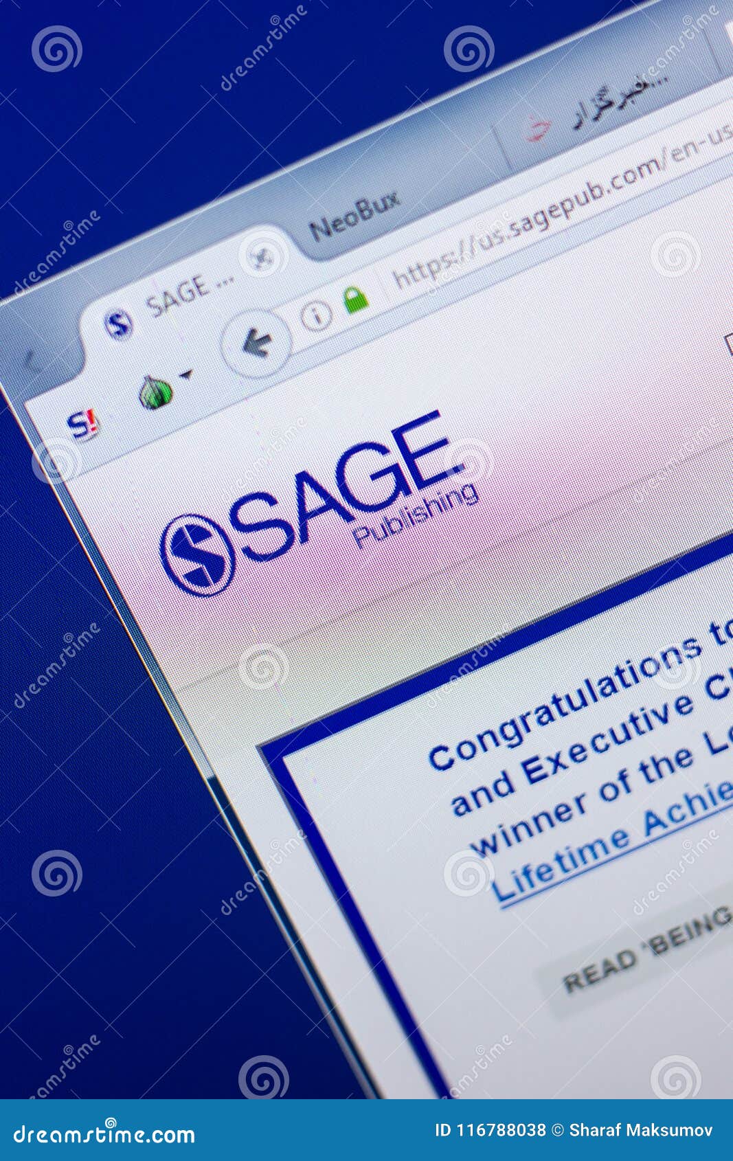 Ryazan, Russia - May 13, 2018: SagePub Website on the Display of PC ...