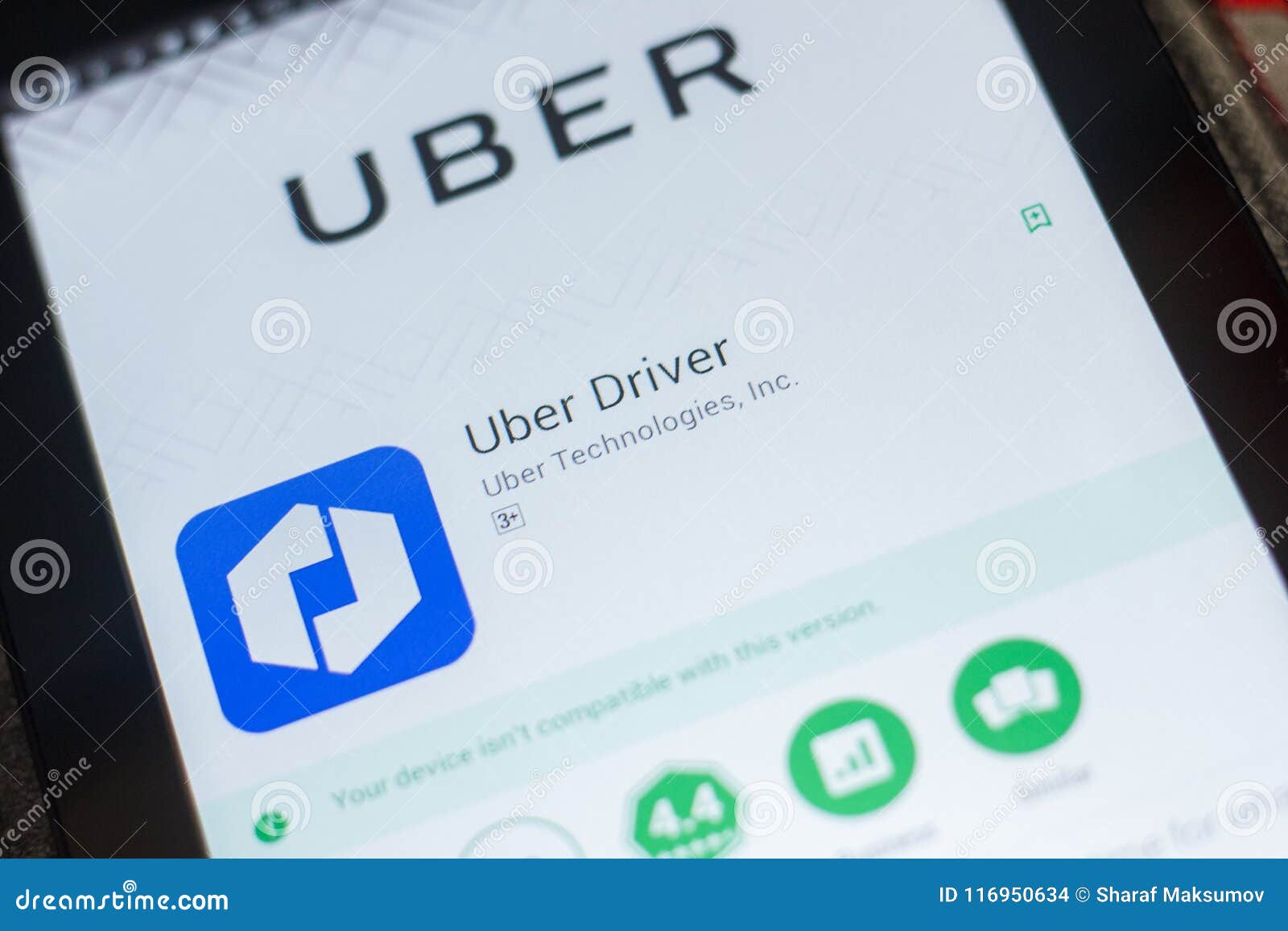 Ryazan, Russia - May 16, 2018: Uber Driver Mobile App on the Display of ...