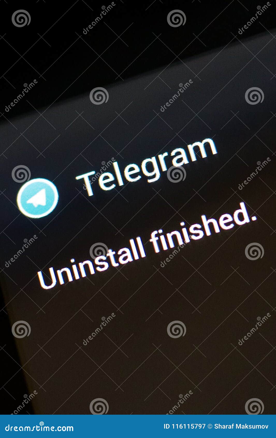 Ryazan, Russia - May 03, 2018: Uninstall Telegram App Message Window on ...