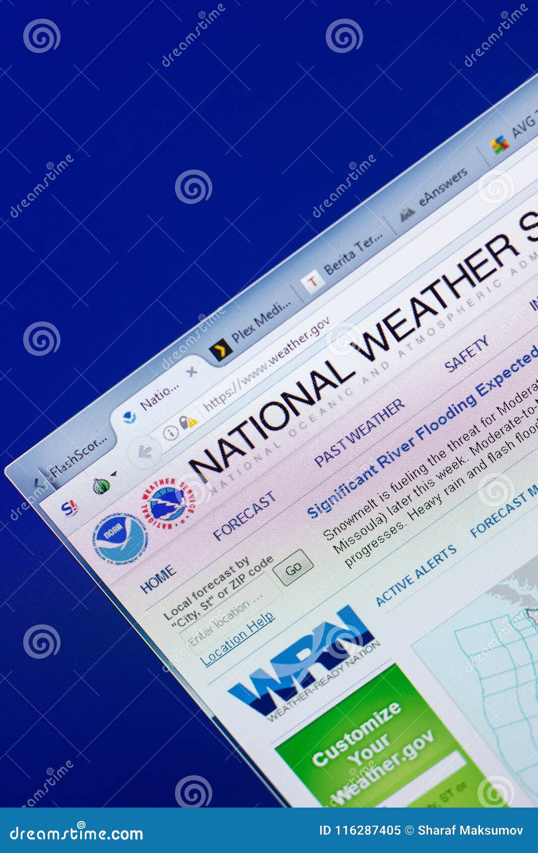 Ryazan, Russia - May 08, 2018: Weather Website on the Display of PC ...