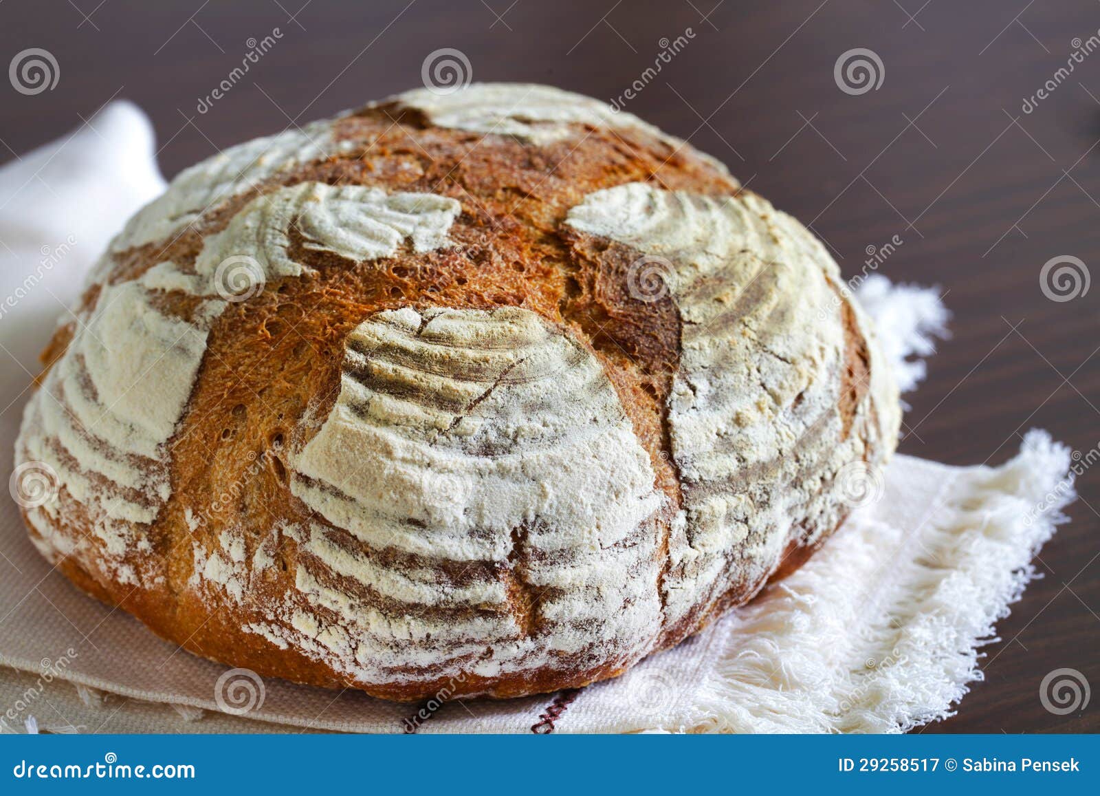 Rye Bread Artisan Rustic Loaf, Dusted with Flour on Close-up Stock ...