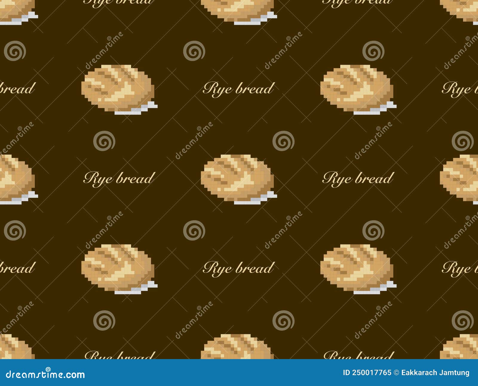 Rye Bread Seamless Pattern on Brown Background. Pixel Style Stock ...