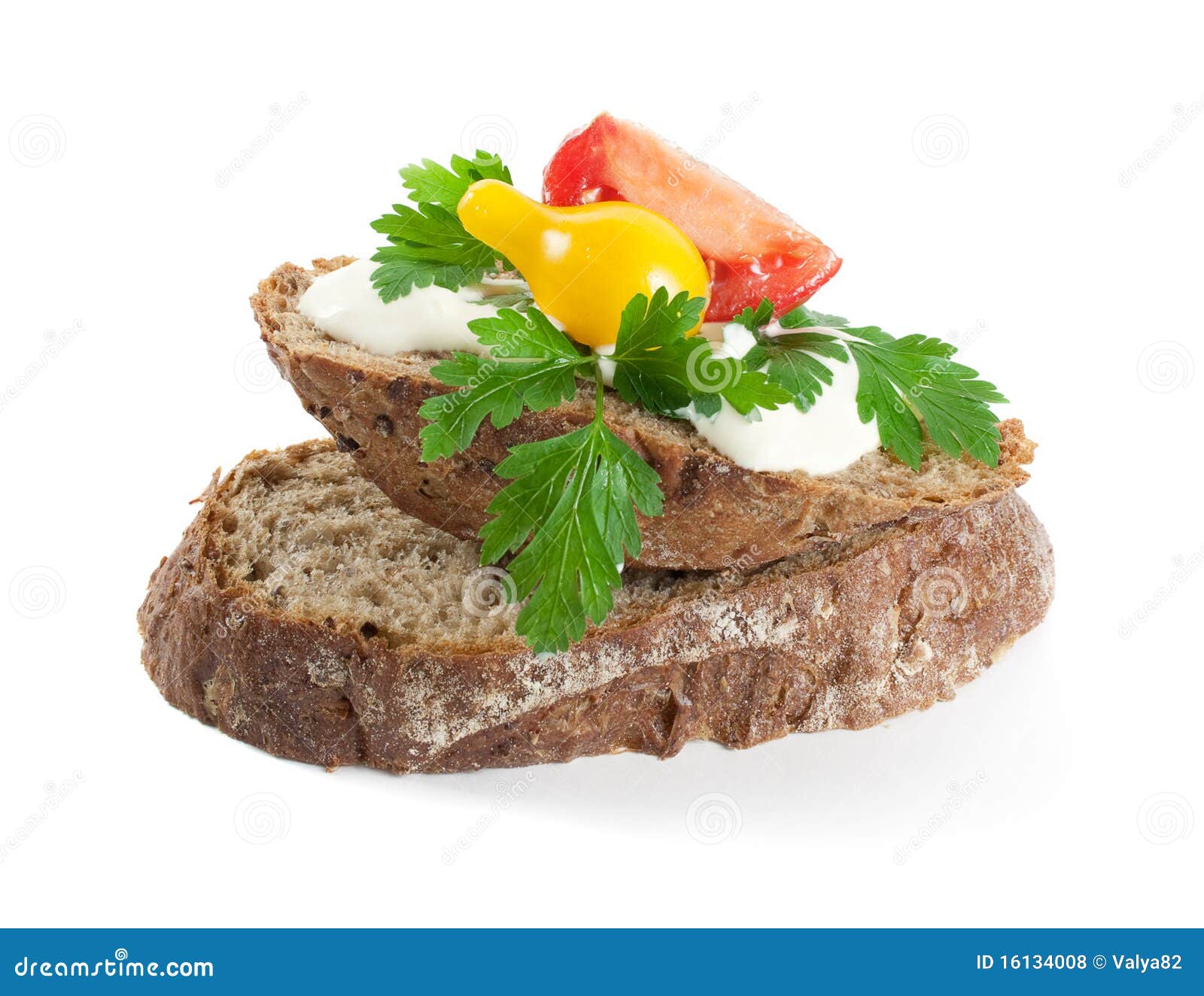 Rye Bread with Cheese and Herbs Stock Photo - Image of eating, warm ...